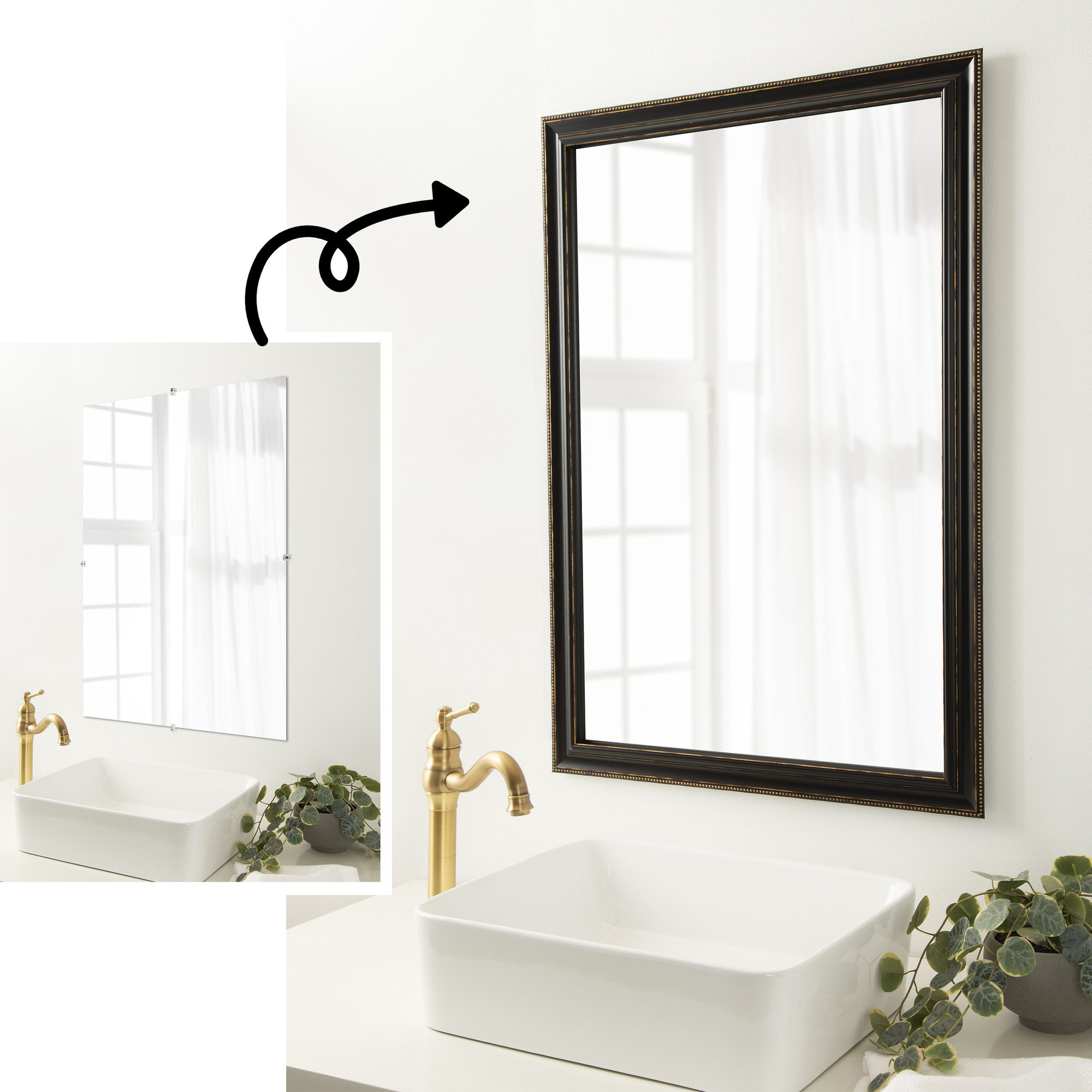 Winston Porter Mirror Makeover Bathroom Mirror Frame Border Kit, Fully ...