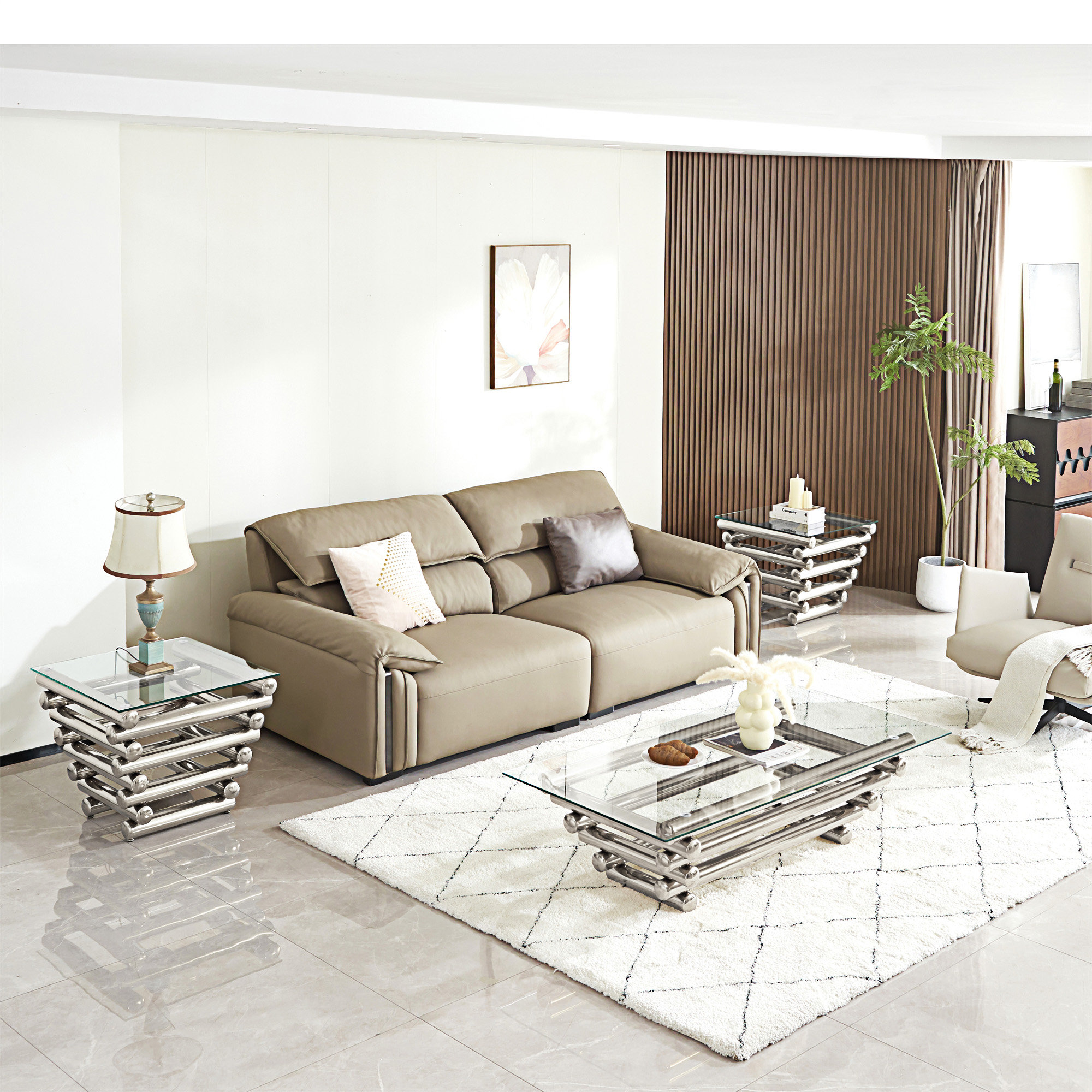 wendeway Modern Stainless Steel Coffee Table Set | Wayfair