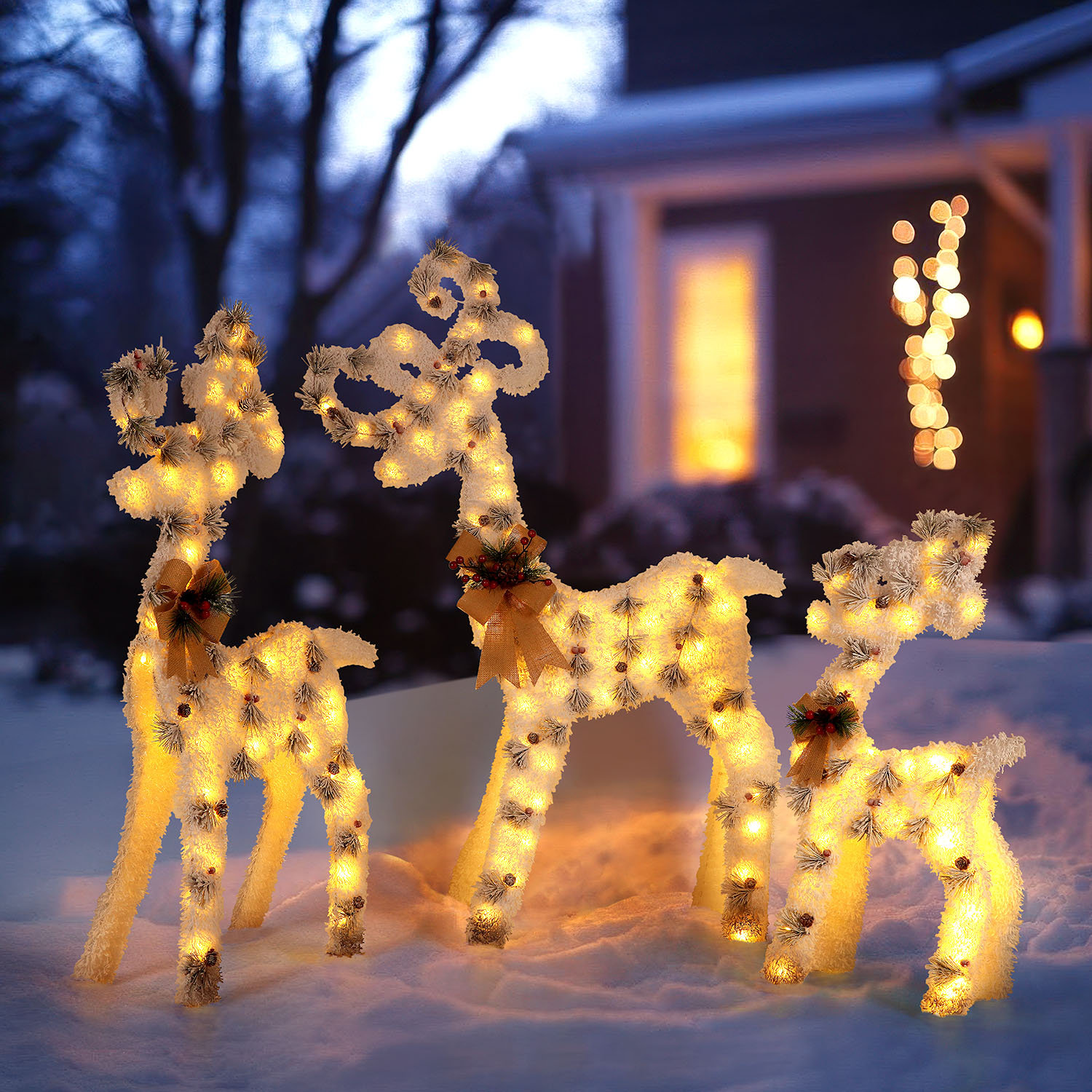 The Holiday Aisle® Flocked Iron Lighted Reindeer Christmas Decoration ...