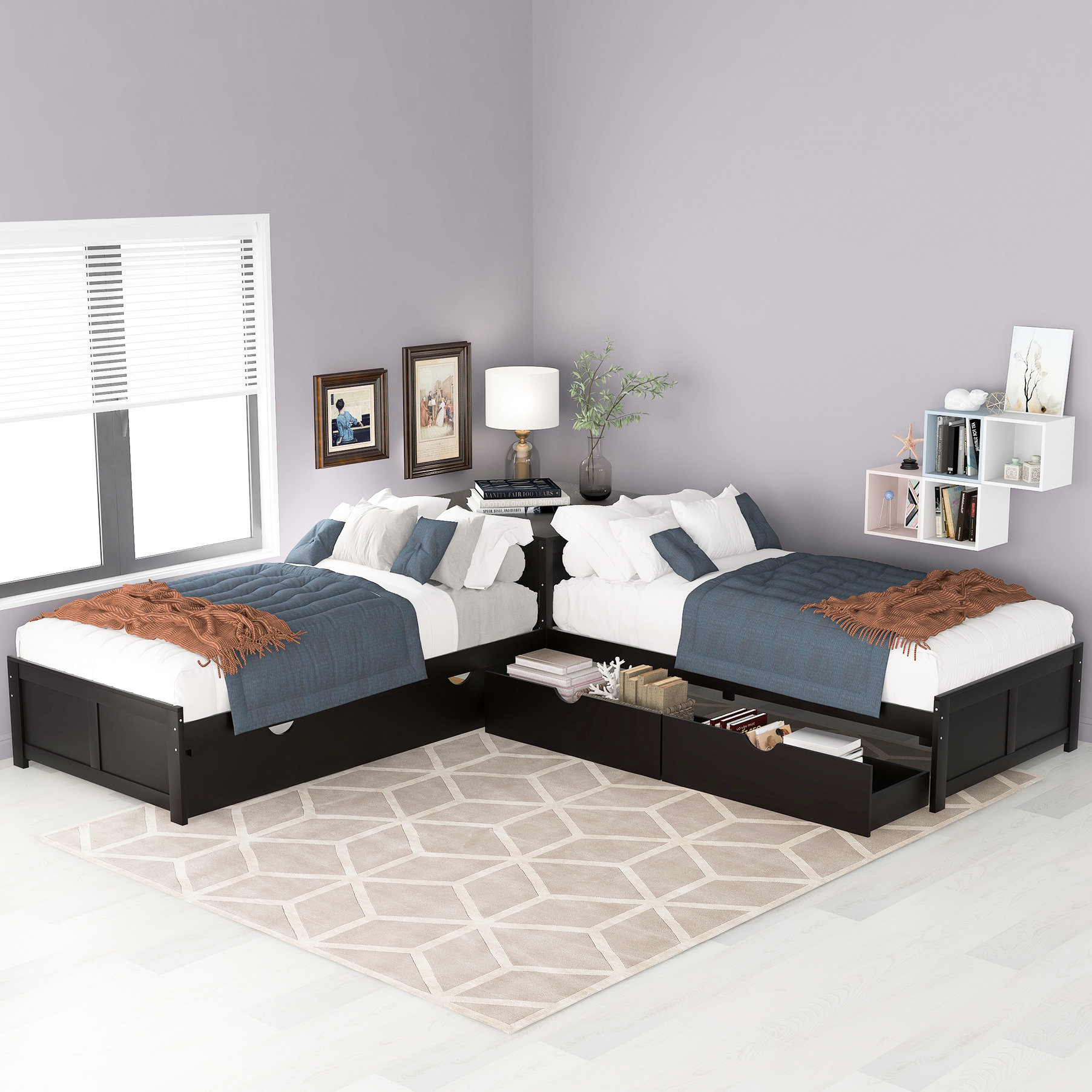 L Shaped Twin Beds With Trundle