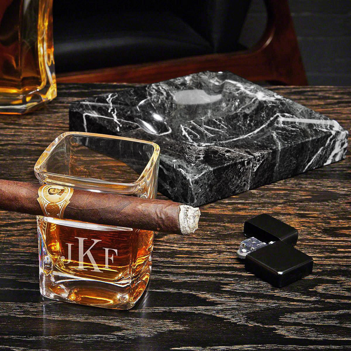 Home Wet Bar Engraved Cigar Ashtray And Cigar Glass Gift Set | Wayfair