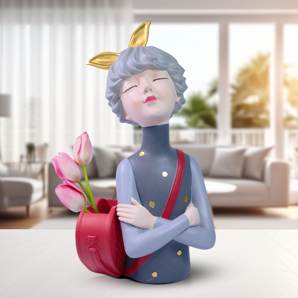 Trinx Elilta Decorative Statue, Unique Gift, Vase and Makeup Organizer ...