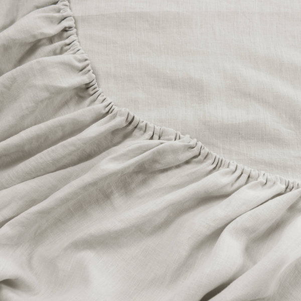 MeadowPark Stone Washed Pure Linen Sheet Set, Fitted Sheet 16" Pocket ...