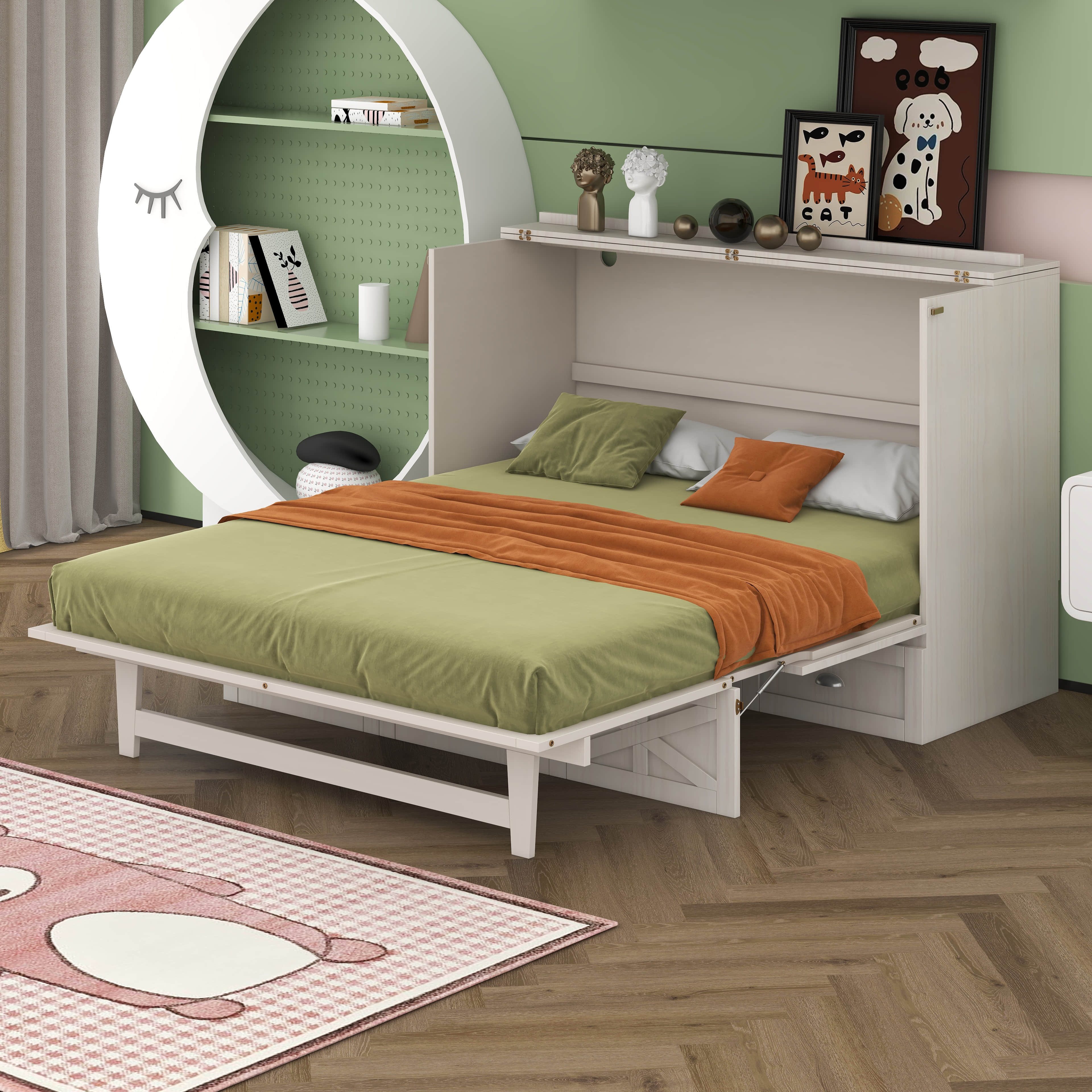 Red Barrel Studio® Murphy Bed Cabinet With Charging Station And Storage ...