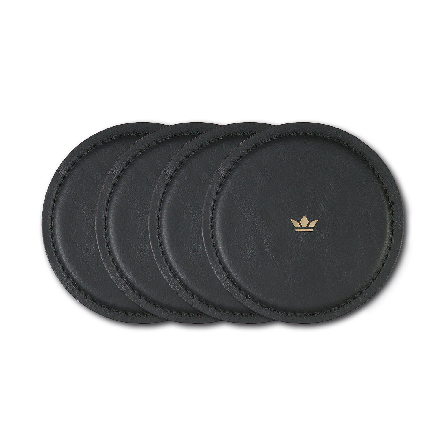 Latitude Run® Set Of 4 Black Leather Coasters Dia 3.9" - Wayfair Canada