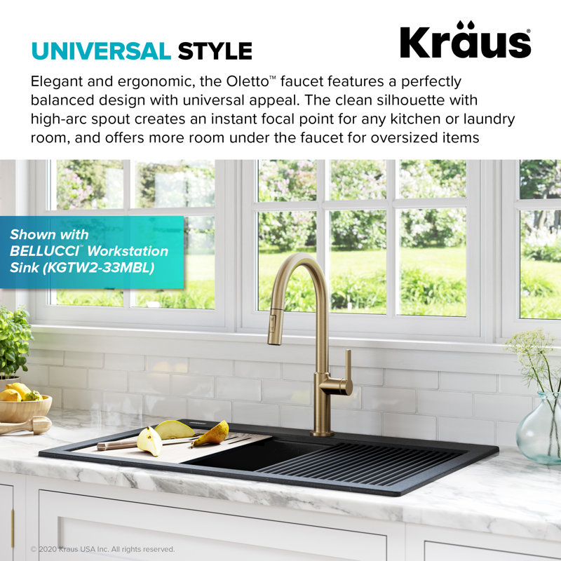 KRAUS Oletto Single Handle Pull Down Kitchen Faucet & Reviews | Joss & Main