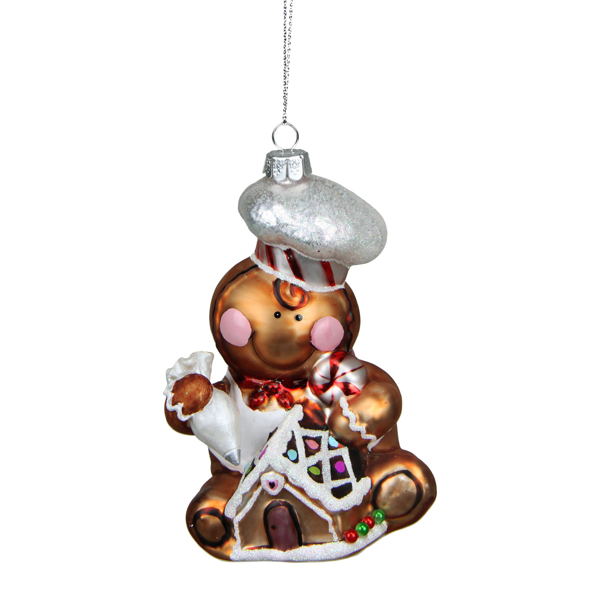 The Holiday Aisle® 4.75" Gingerbread Kisses Glass Chef Decorative ...