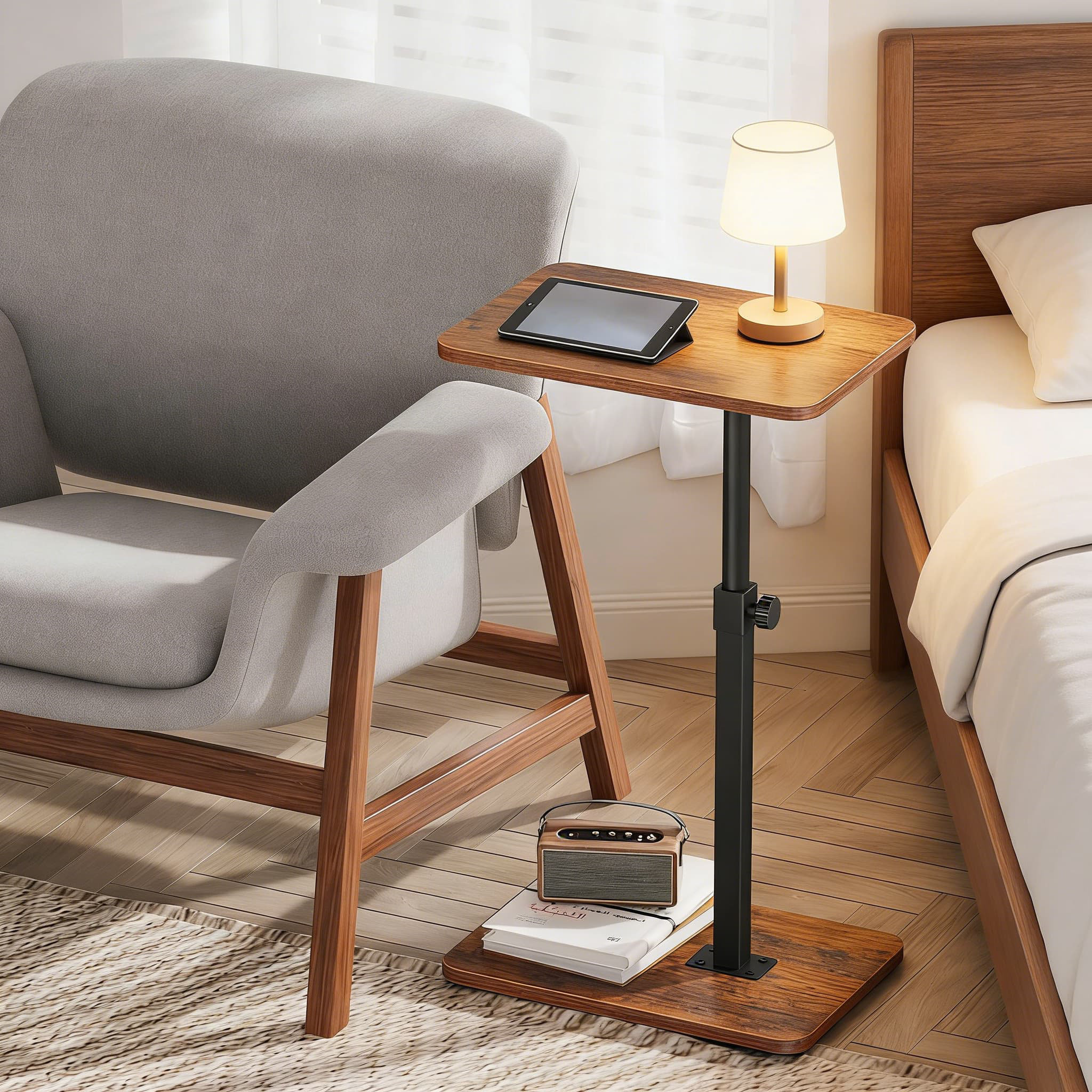 Inbox Zero Adjustable TV Tray Table With 360-Degree Swivel Top, Space ...