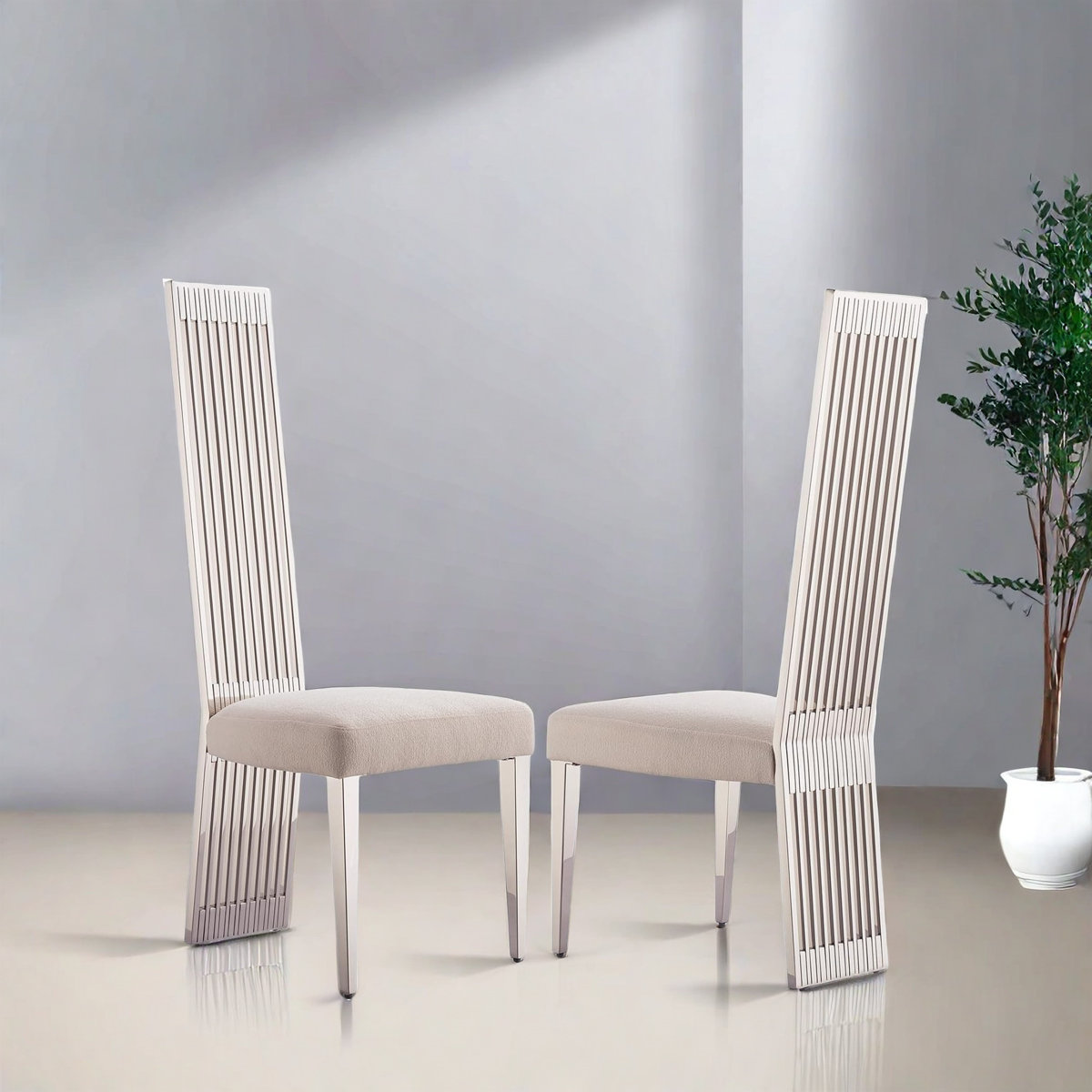 Mercer41 Modern Dining Chairs, High Back Dining Chairs with Glossy ...