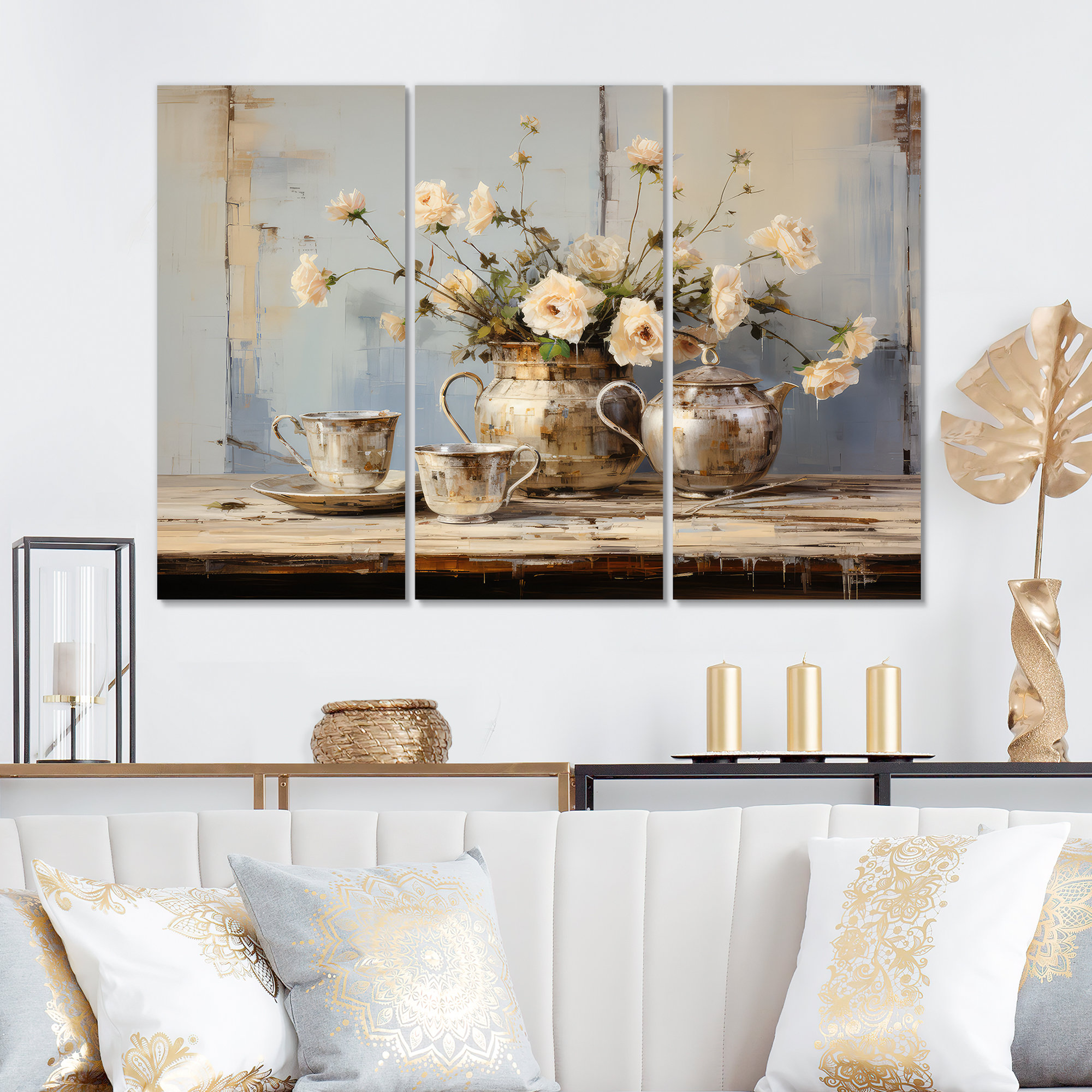 Design Art Food Coffee Tea II - Floral Metal Wall Art Prints Set | Wayfair