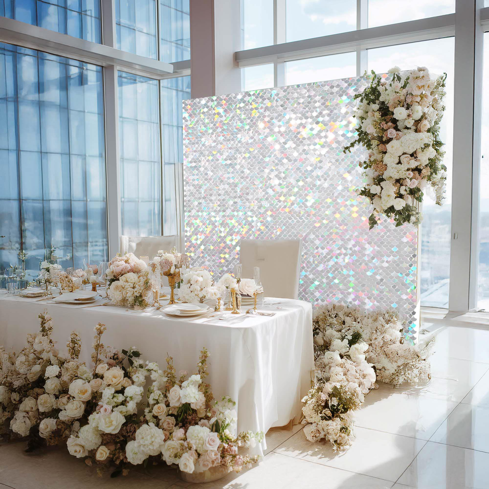 Mercer41 12 Pcs Mermaid Shimmer Wall Backdrop Panels 3x4 Ft Iridescent ...