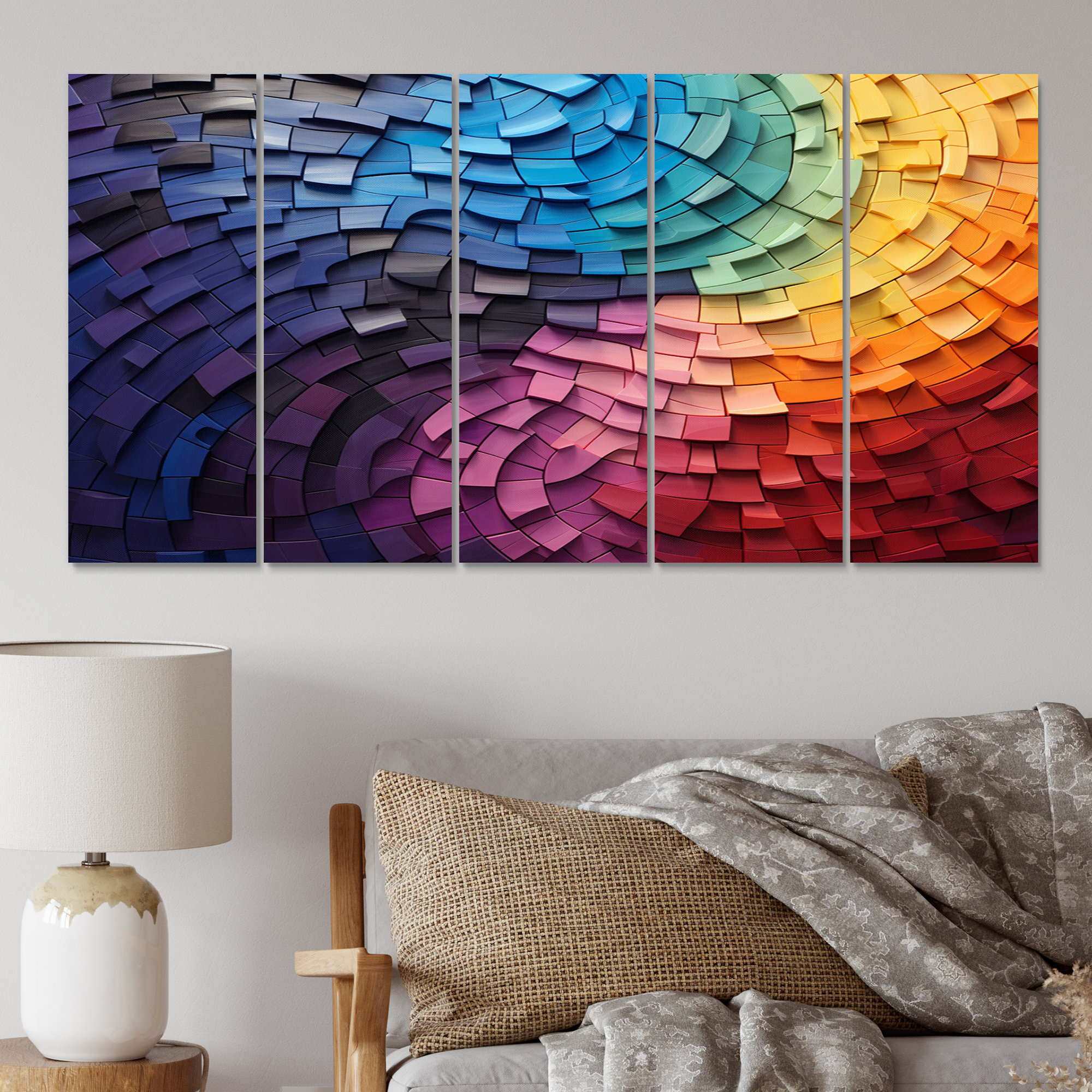 Ivy Bronx Abstract Rainbow Colorful Arch Collage - Modern Canvas Print ...