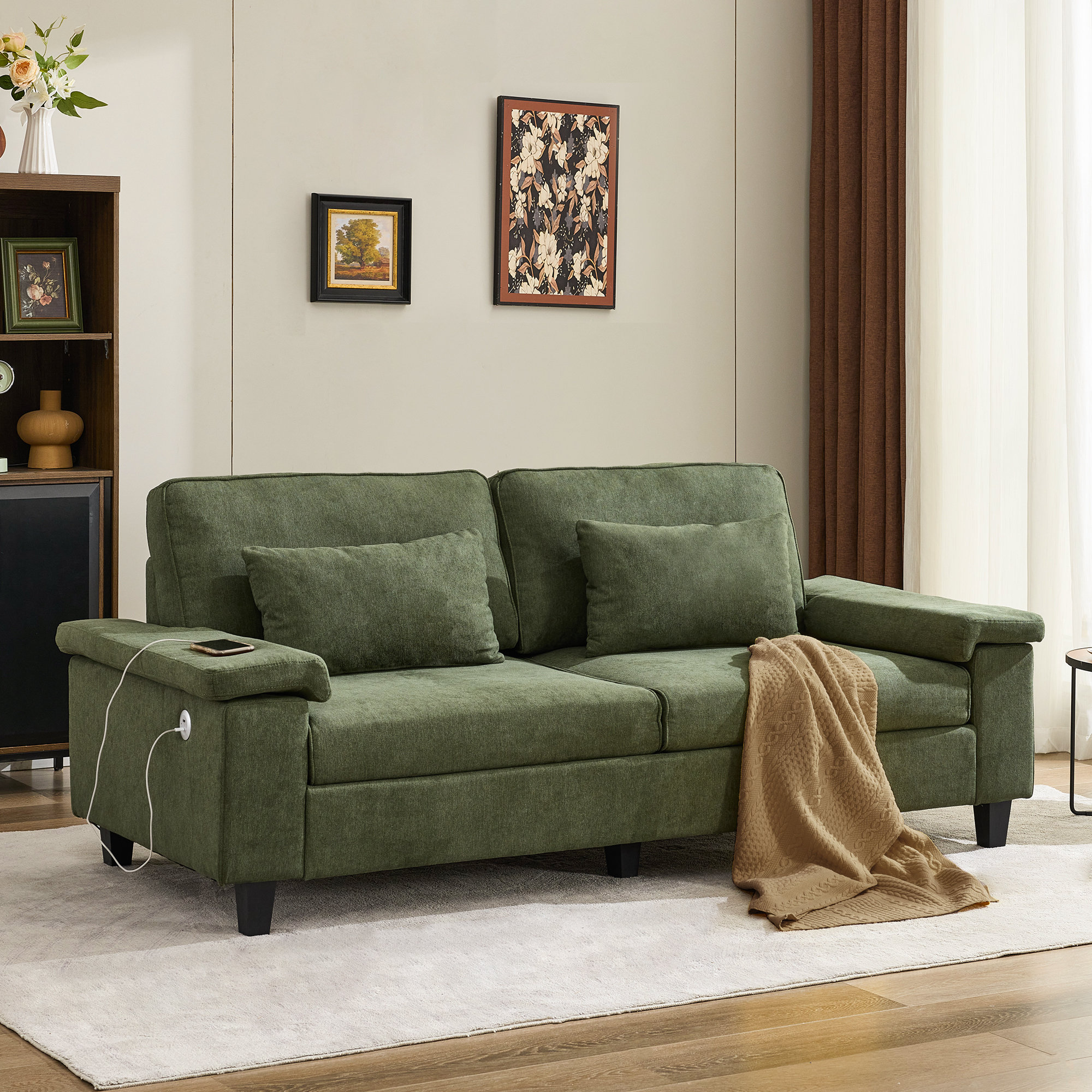 Ebern Designs 79" Modern 2-Seater Sofa with Extra-Wide Adjustable ...