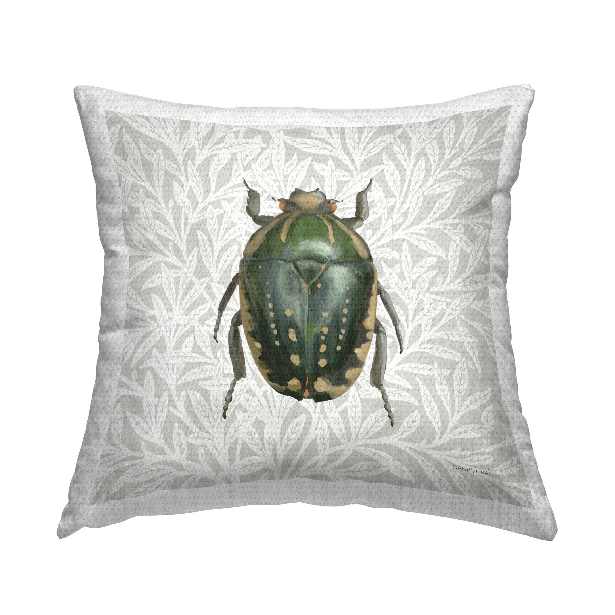 Stupell Industries Beetle with Botanical Pattern Printed Outdoor Throw ...