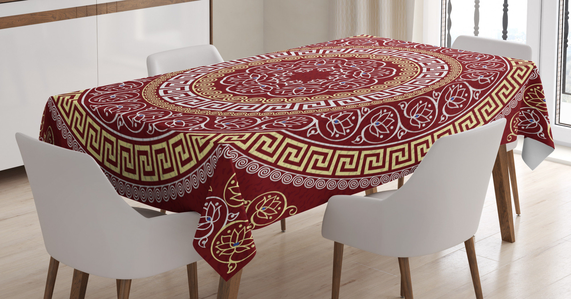 East Urban Home Greek Key Dining Room Kitchen Tablecloth | Wayfair