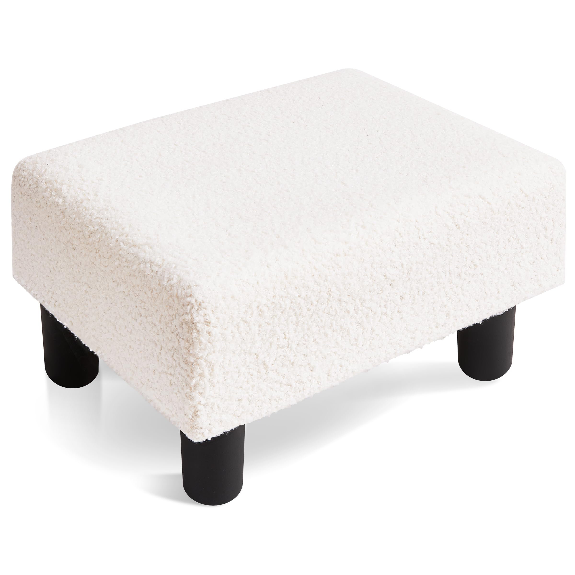 Ebern Designs Foot Stools Ottoman, Sherpa Small Foot Stool With Legs ...