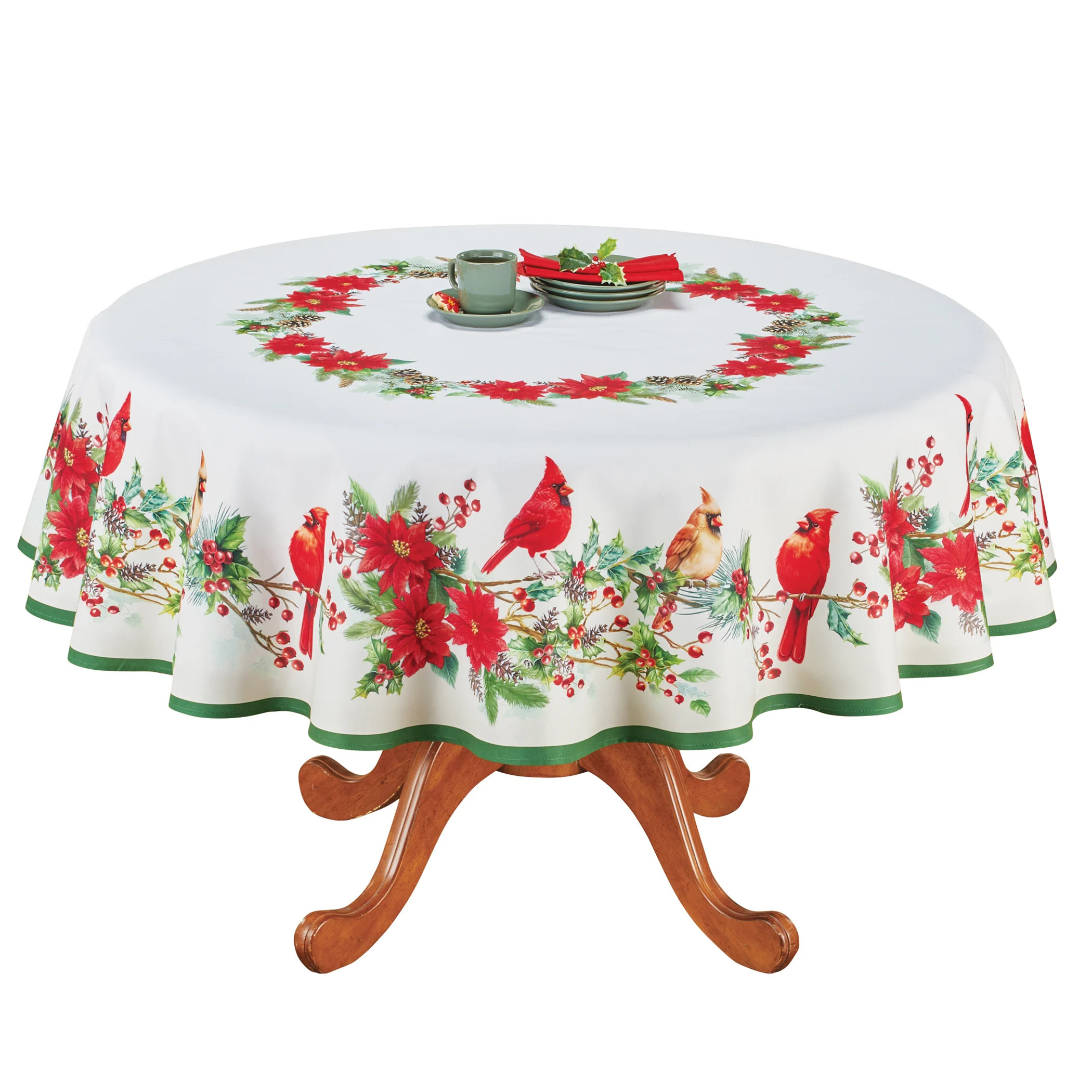 The Holiday Aisle® Holiday Cardinals Tablecloth | Wayfair