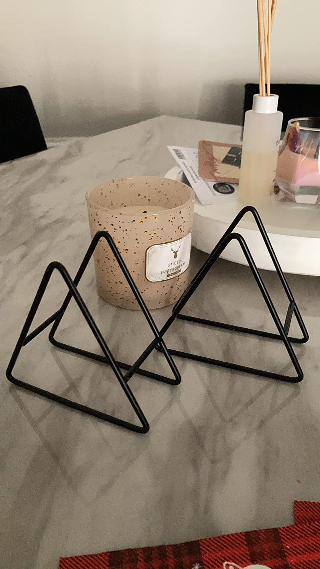Umedas 2PC Triangle Coaster Holder Black Iron Metal Holder Storage ...