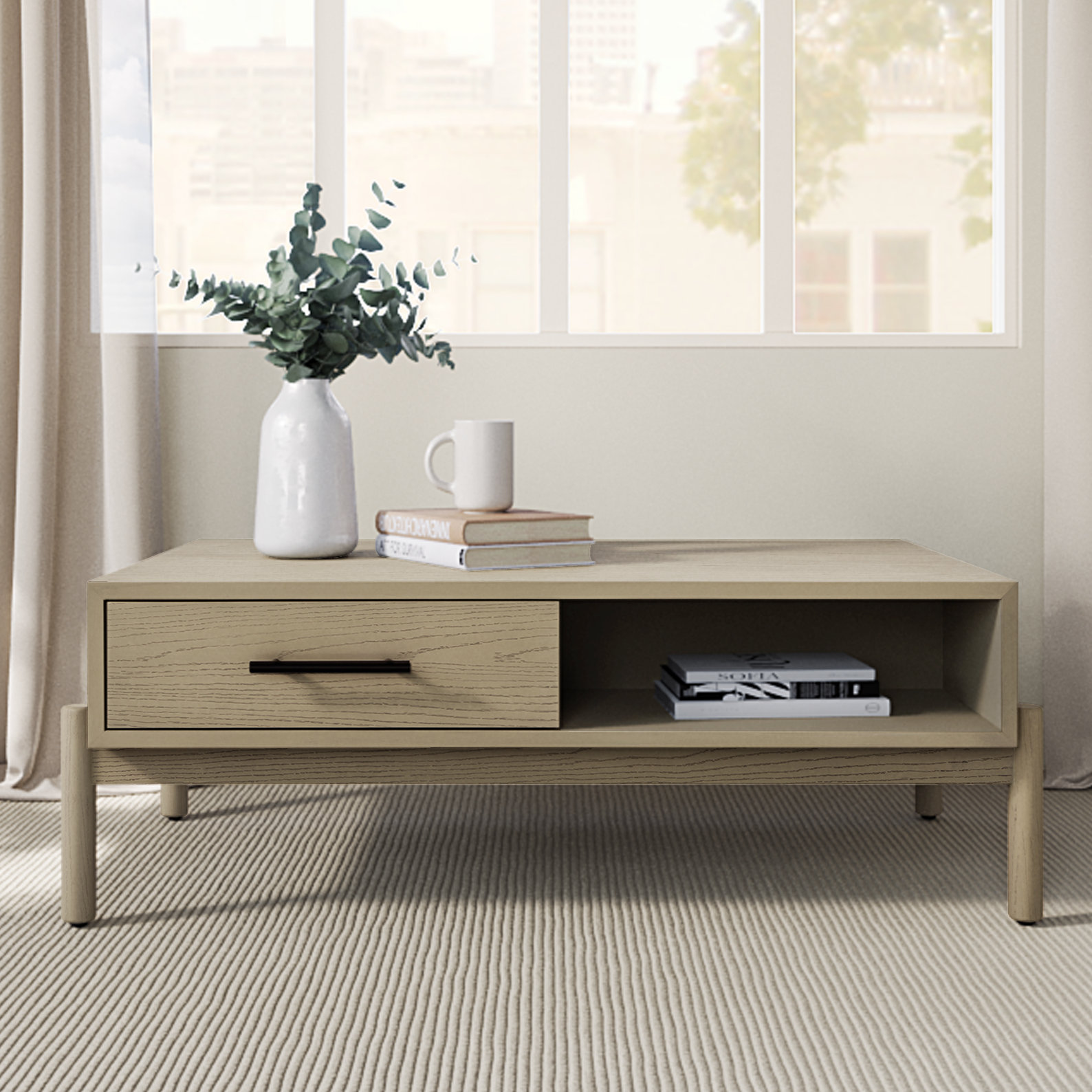 Red Barrel Studio® Lyra 4-Leg Coffee Table with Storage & Reviews ...