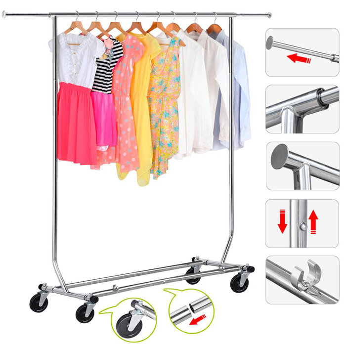 Rebrilliant Dwight Rolling Adjustable Garment Rack & Reviews | Wayfair