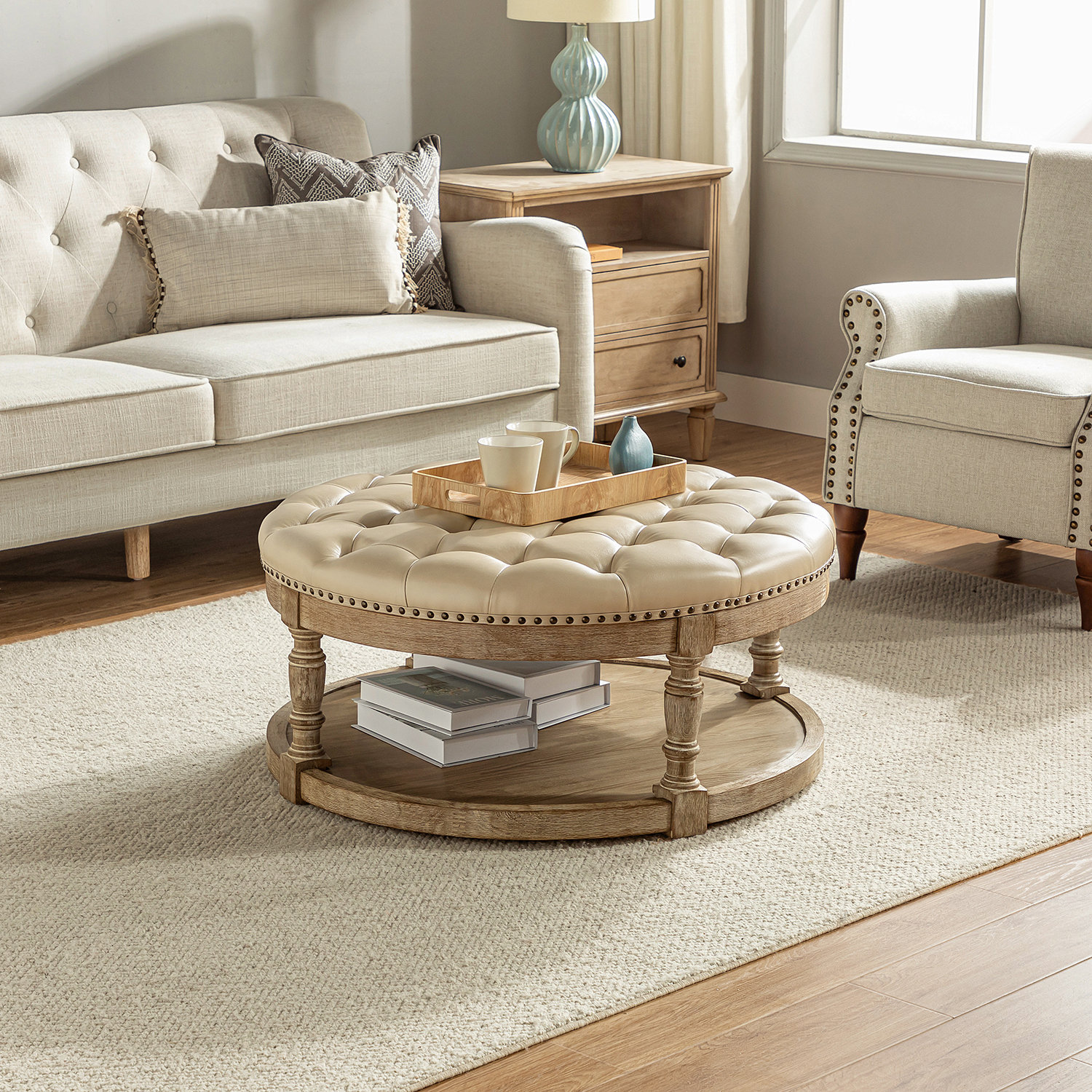 Lark Manor™ Ameliana Transitional Vegan Leather Storage Button-tufted Ottoman & Reviews | Wayfair