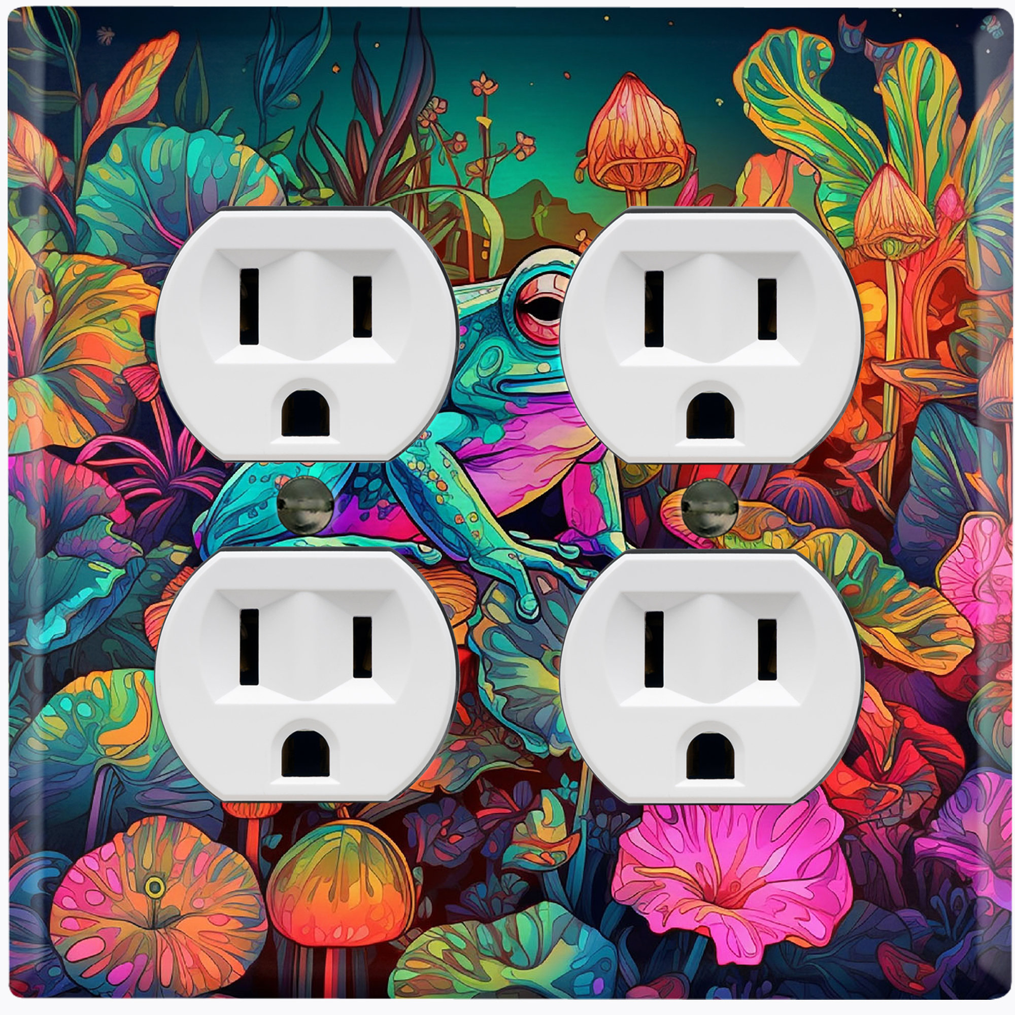 WorldAcc Metal Light Switch Plate Outlet Cover (Colorful Frog Marsh ...