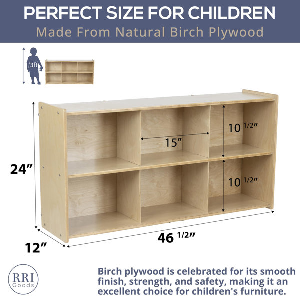 RRI Goods 2-Tier Open Shelves Birch Plywood Bookcase, 6-Cube Storage ...