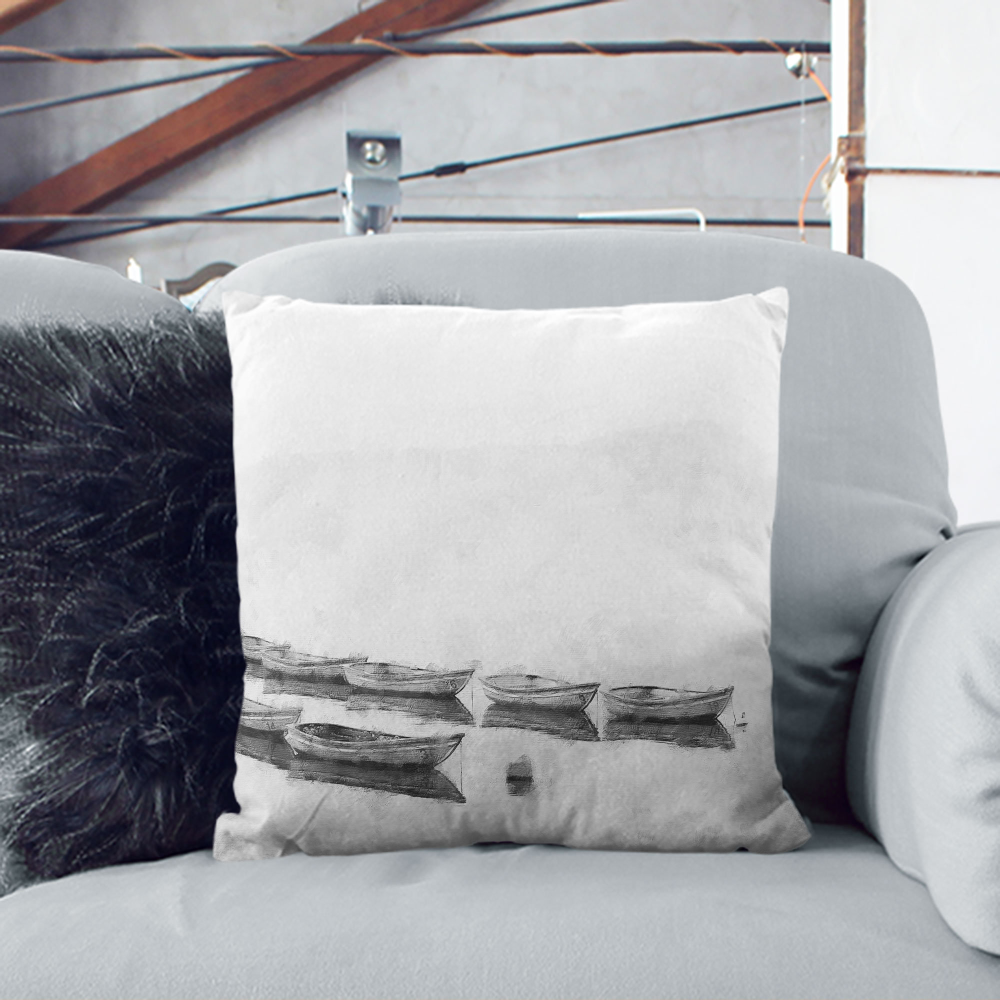East Urban Home Boats on a Placid Lake Cushion with Filling | Wayfair.co.uk