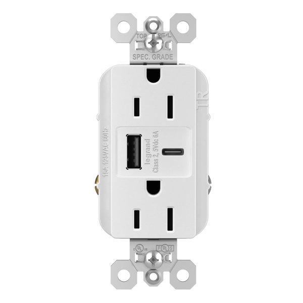 Legrand Pass & Seymour 15 Amp Commercial Grade Ultra Fast USB Type A/C ...