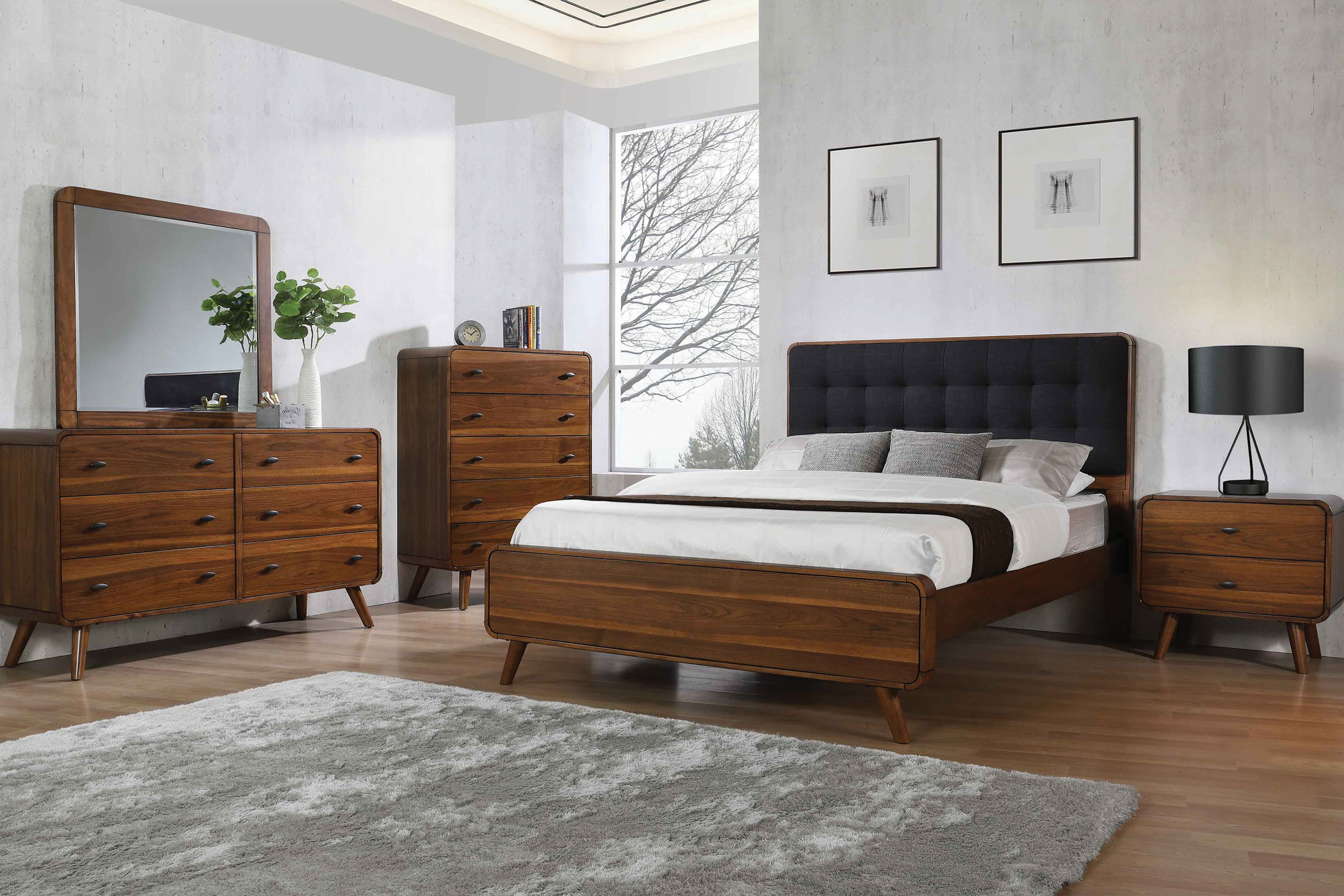 Millwood Pines Aleksiejus 5 Piece Bedroom Set in Dark Walnut | Wayfair