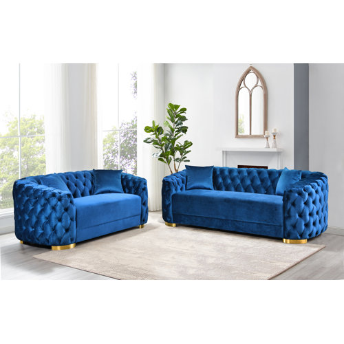 Rosdorf Park 2 - Piece Luxury Velvet Upholstered Chesterfield Button ...