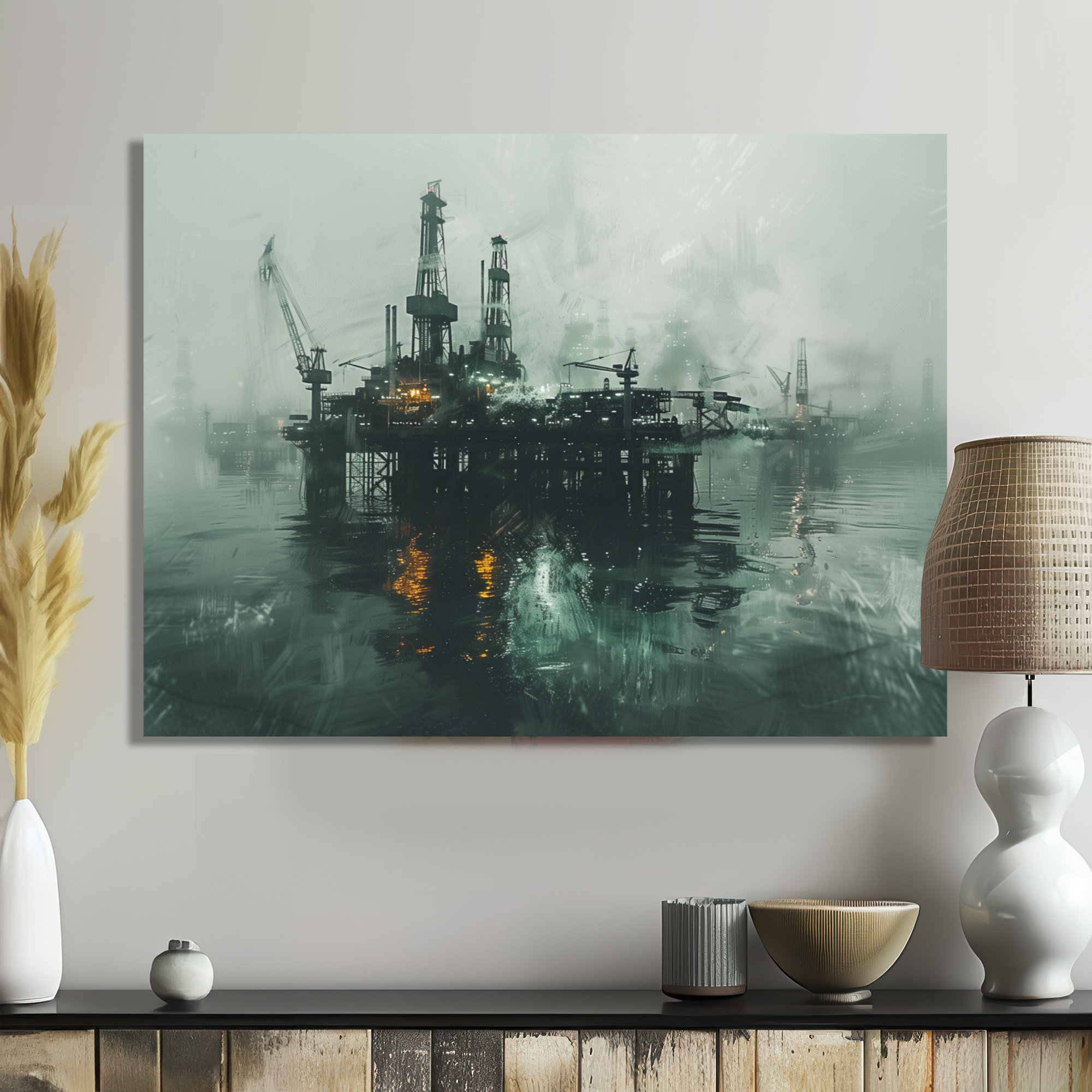 Williston Forge Grey Green Winter Drilling Dynamics Oil Rig II - Oil ...