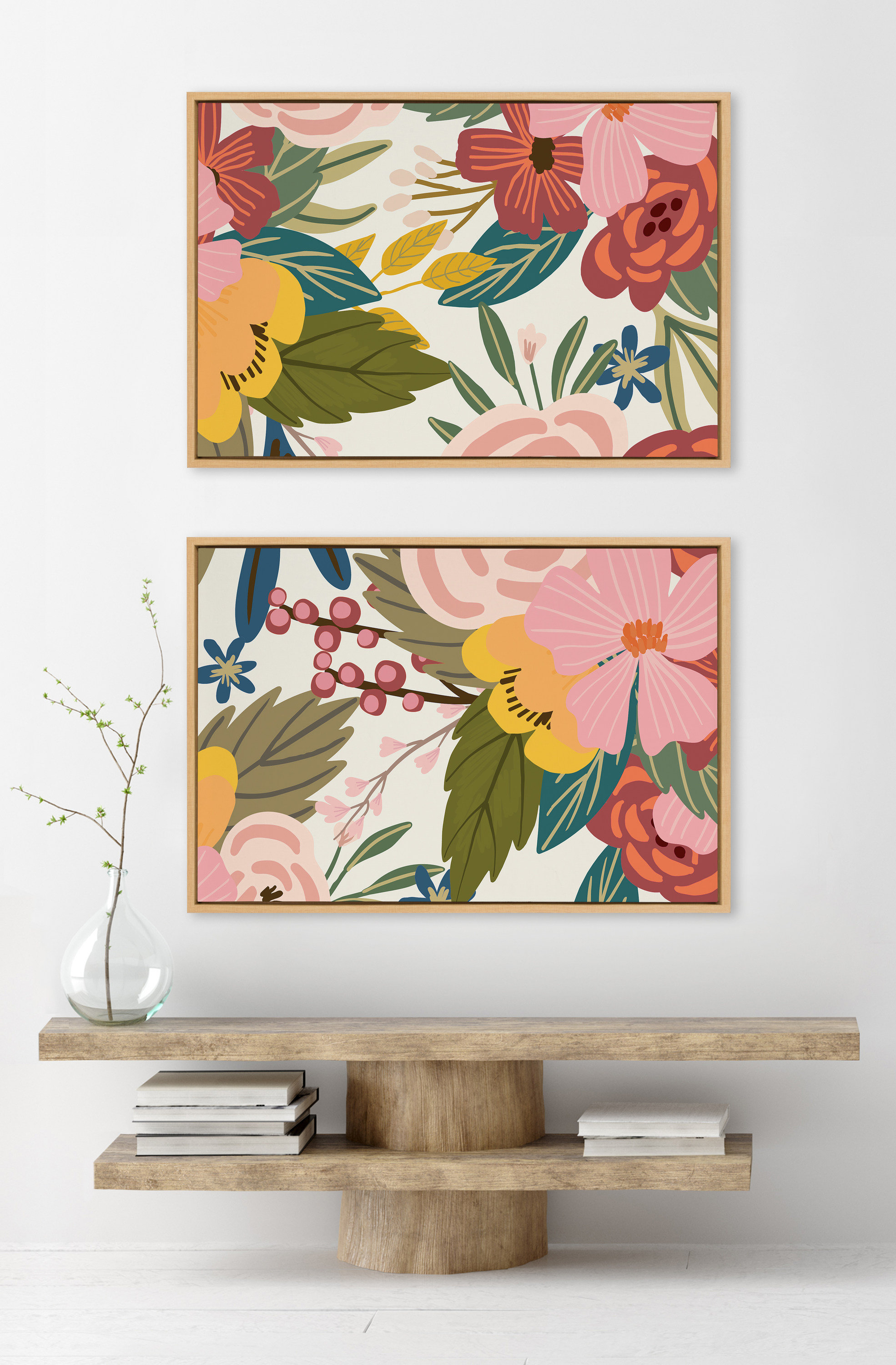 Red Barrel Studio® Modern Colorful Flower Wall Art Set | Wayfair
