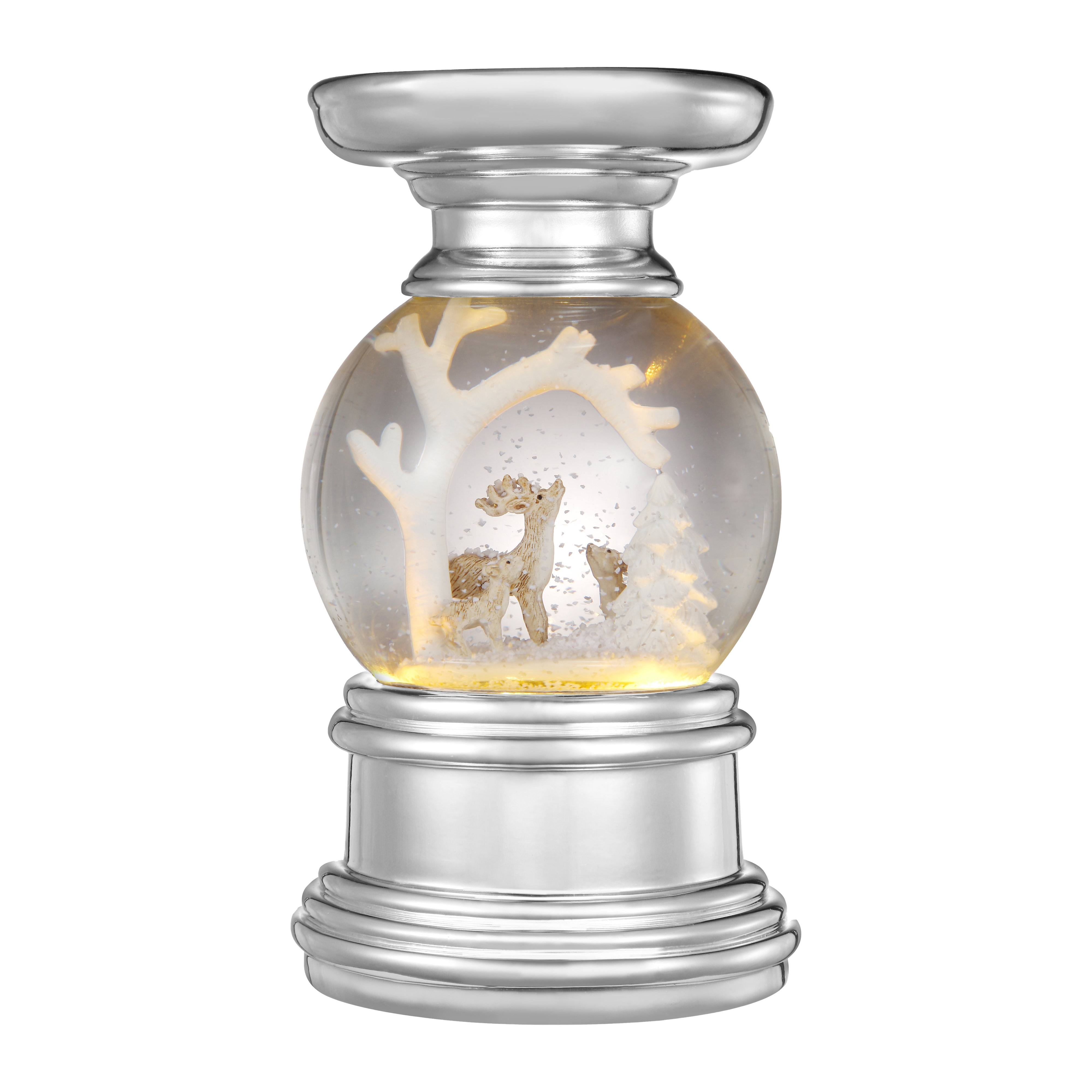 Haute Decor Snowburst Christmas Snow Globe Candle Holder, Deer ...