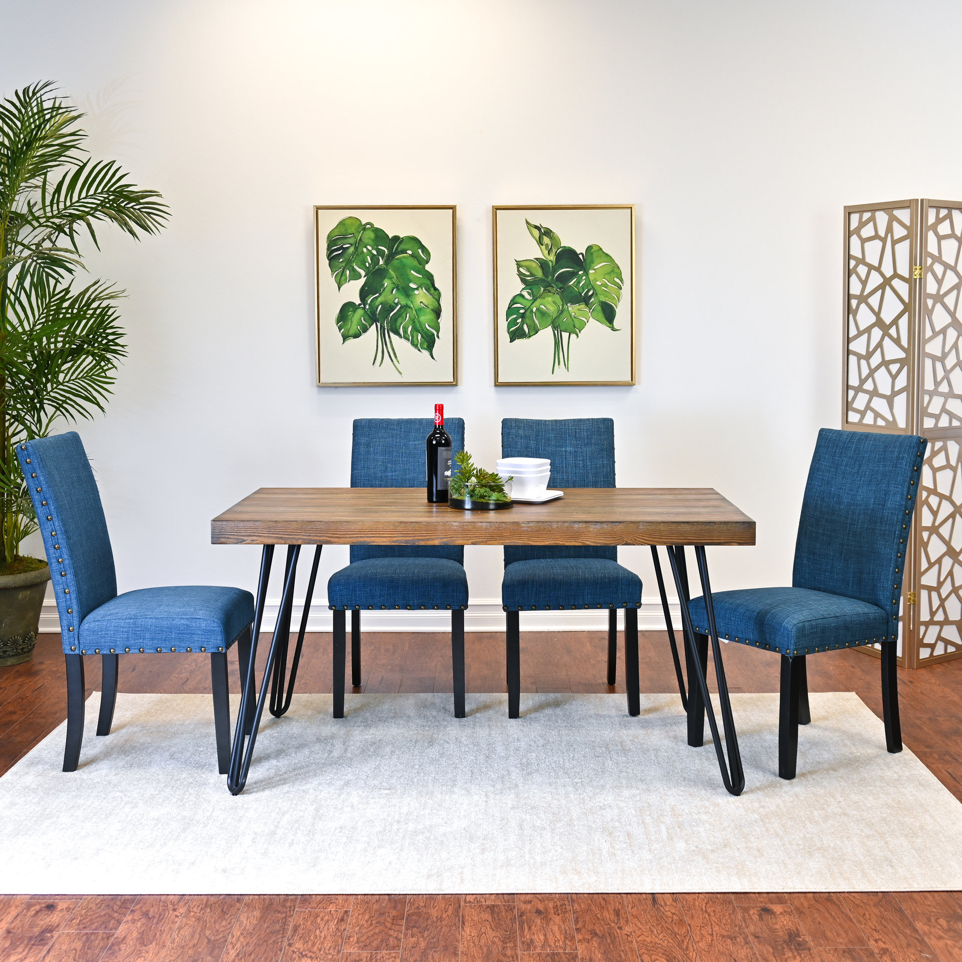 Lark Manor™ 5 Dining Group: Rectangular Table With 4 Chairs, Dark Brown ...