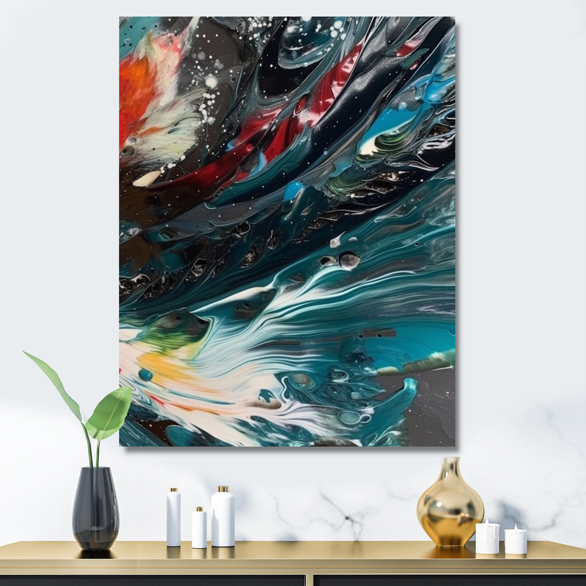Wrought Studio™ Rhythmic Abstract Red Teal Awakening - Abstract ...