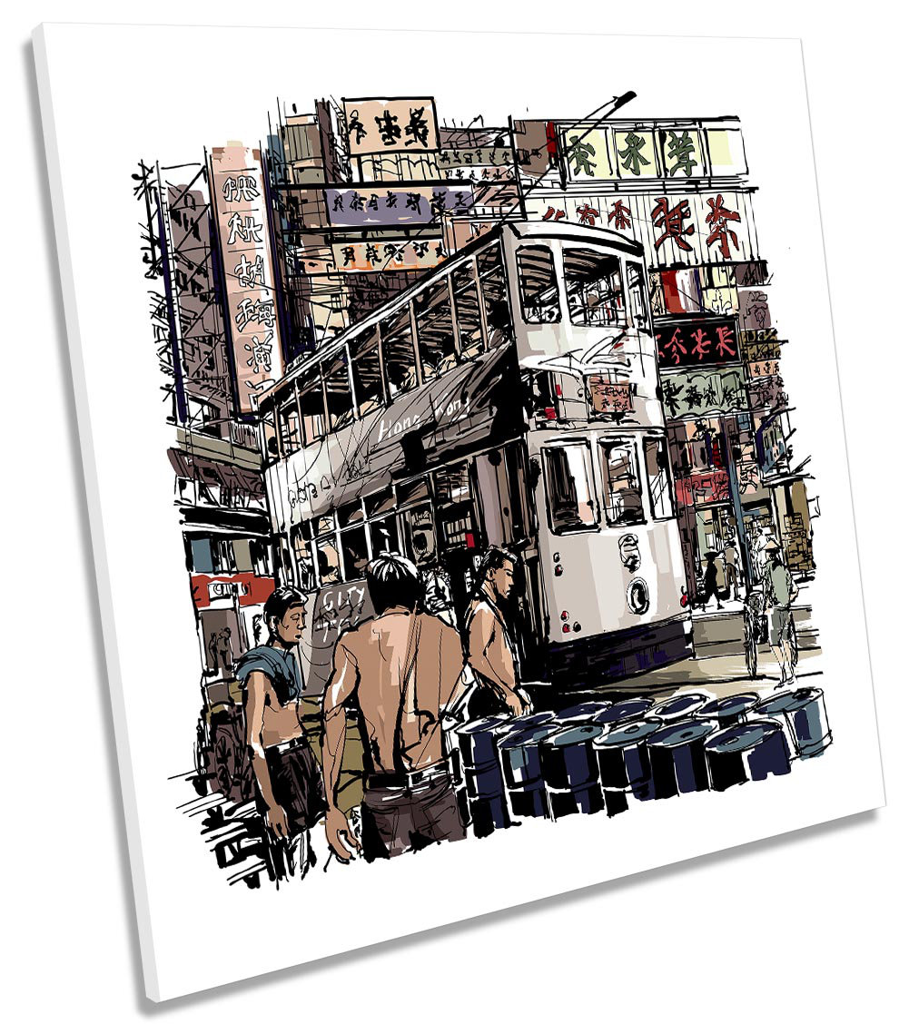ClassicLiving Hong Kong Tram City - Wrapped Canvas Graphic Art ...