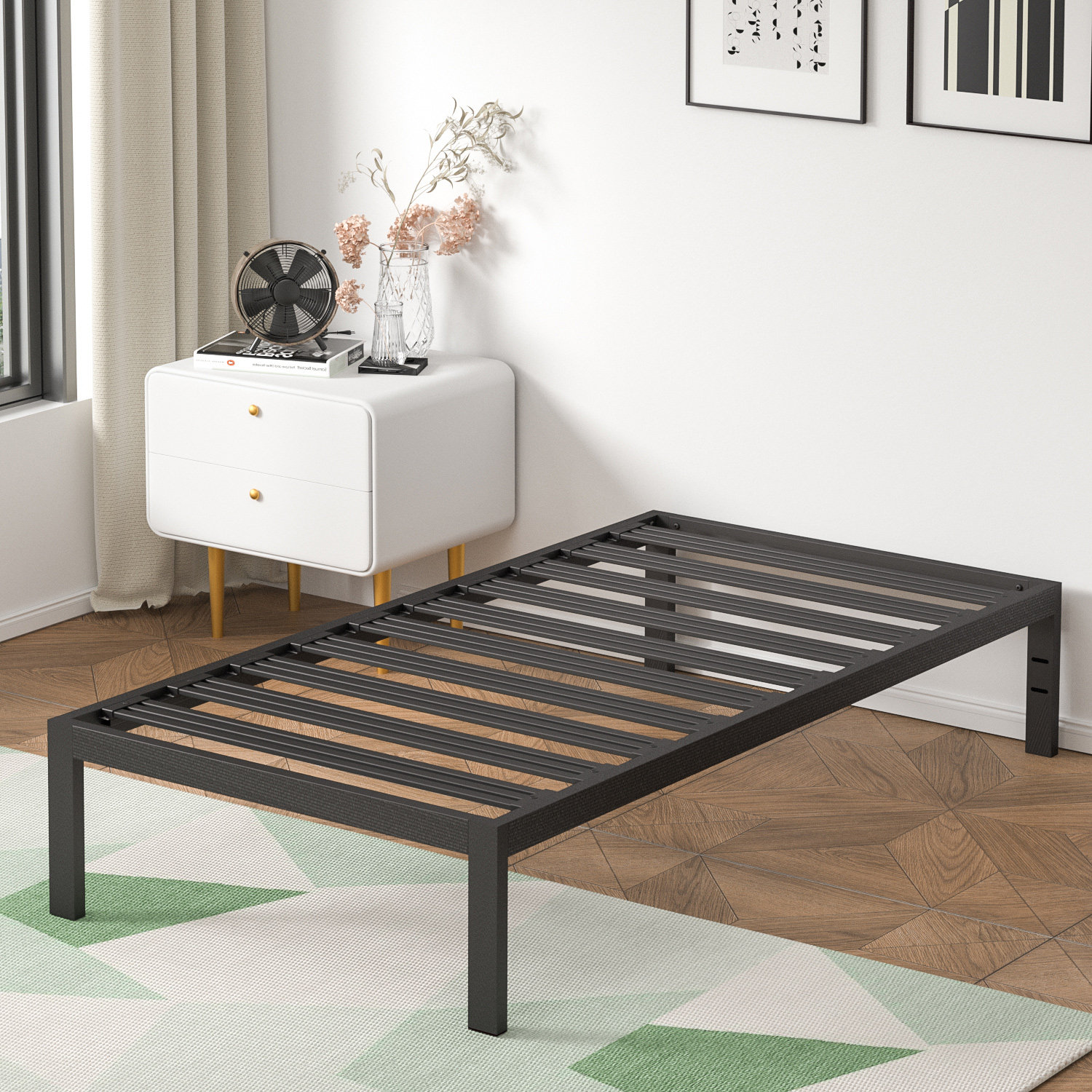 Alwyn Home Witherington 14'' Heavy Duty Bed Frame, Noise Free, Strengthen Frame & Slats ...