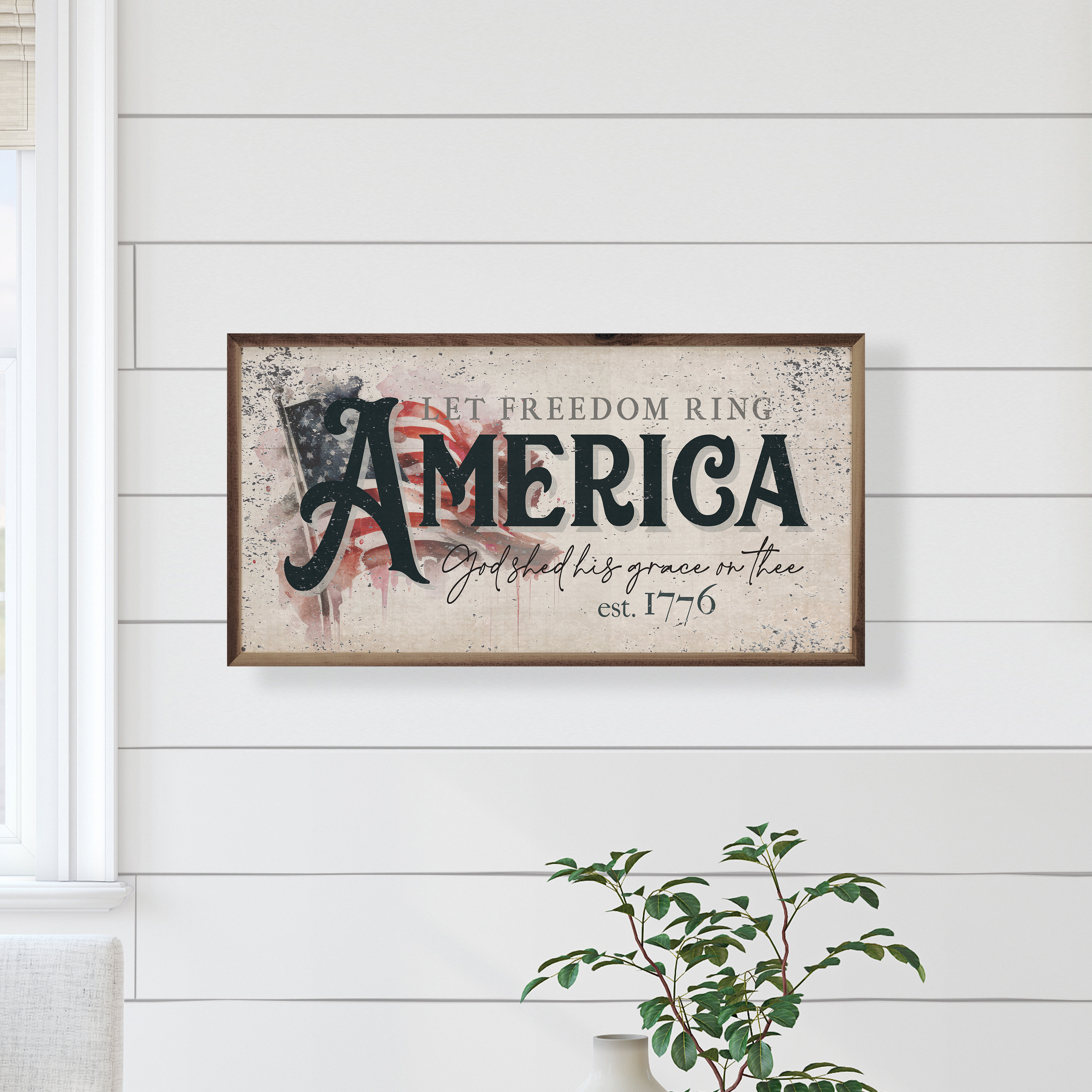 The Holiday Aisle® Distressed Let Freedom Ring America Flag & Reviews ...