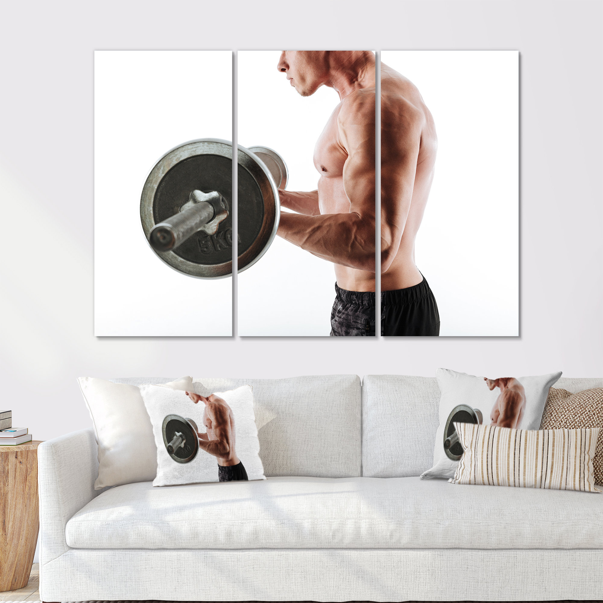 Design Art Sports Man Workout With Barbell - Aerobic & Bodybuilding ...