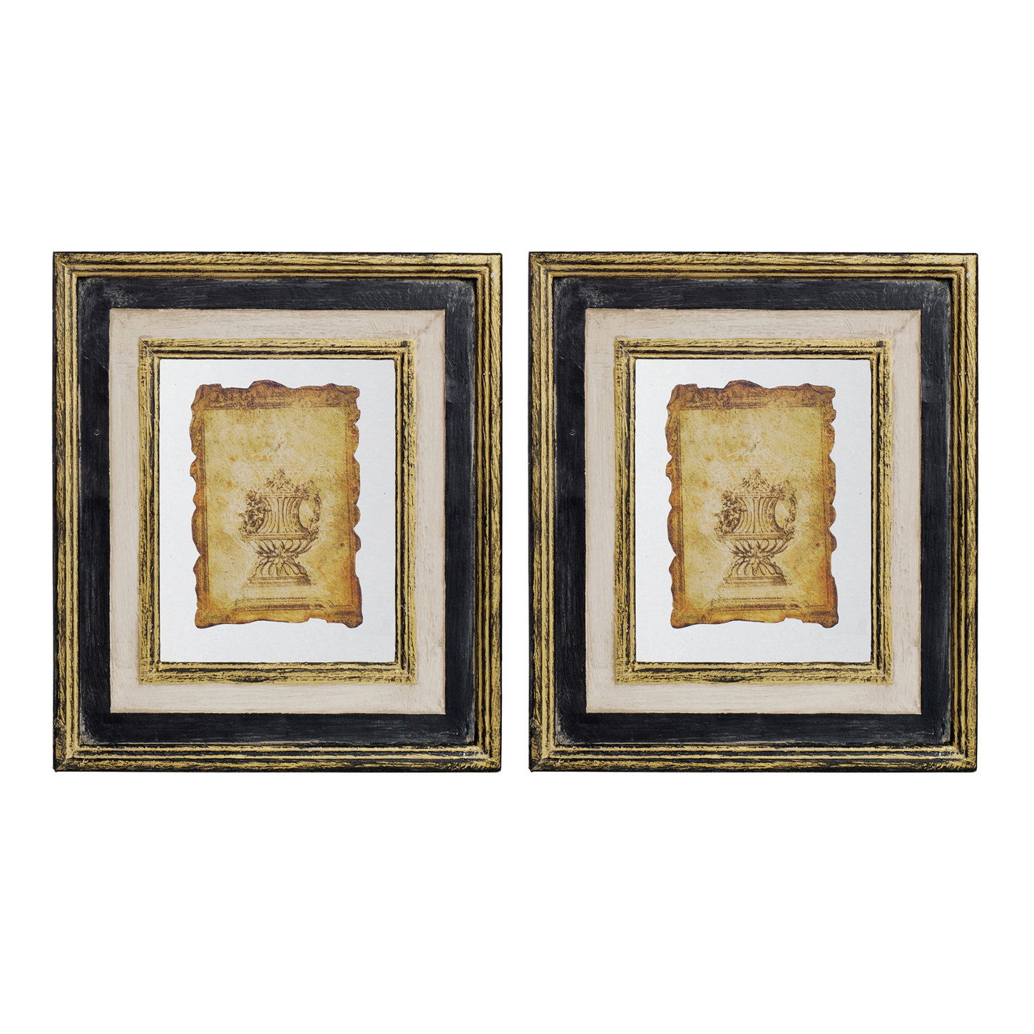 Astoria Grand 2 Piece Framed Antiqued Sculpture Print | Wayfair