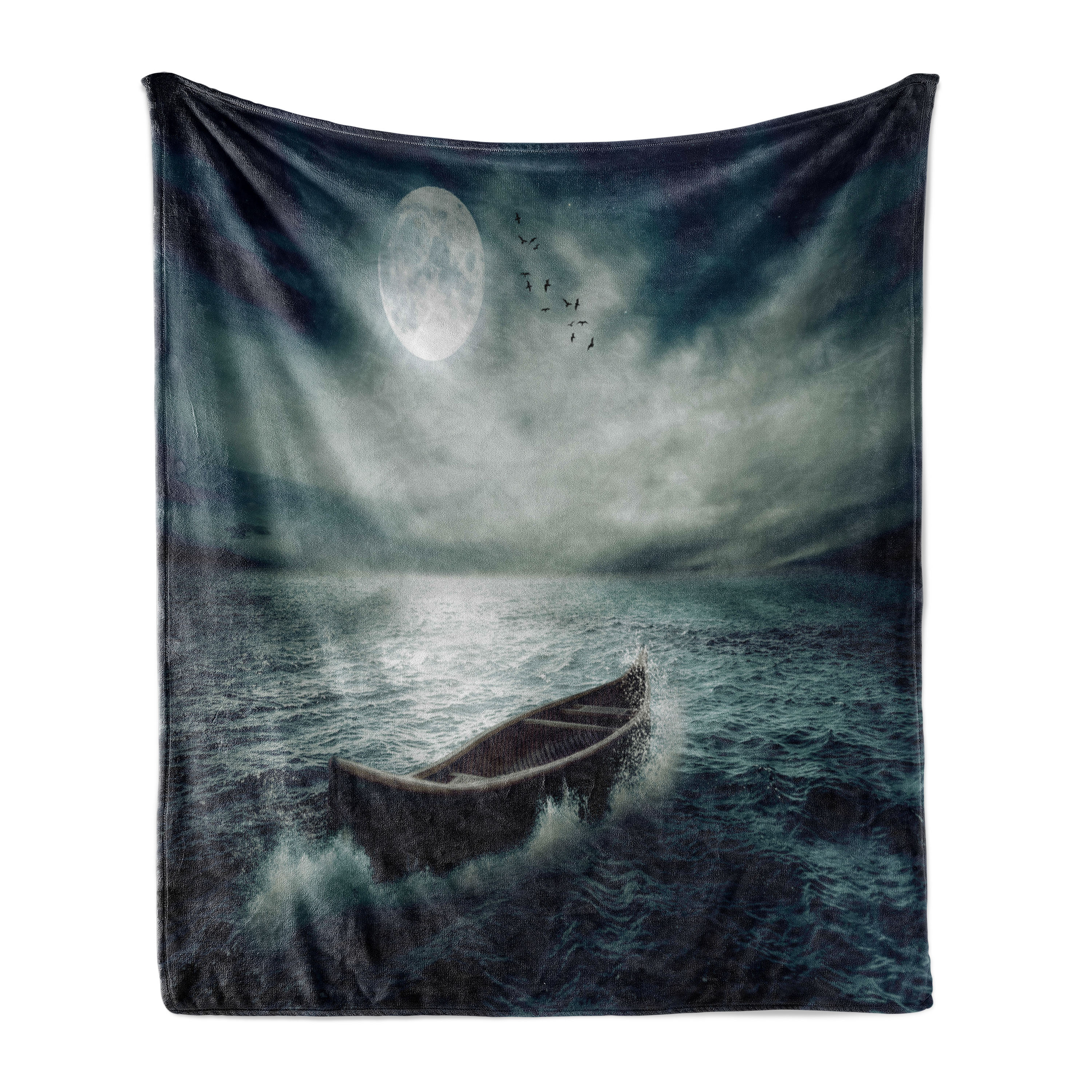Ambesonne Fishing Fleece Throw Blanket Boat in Ocean | Wayfair