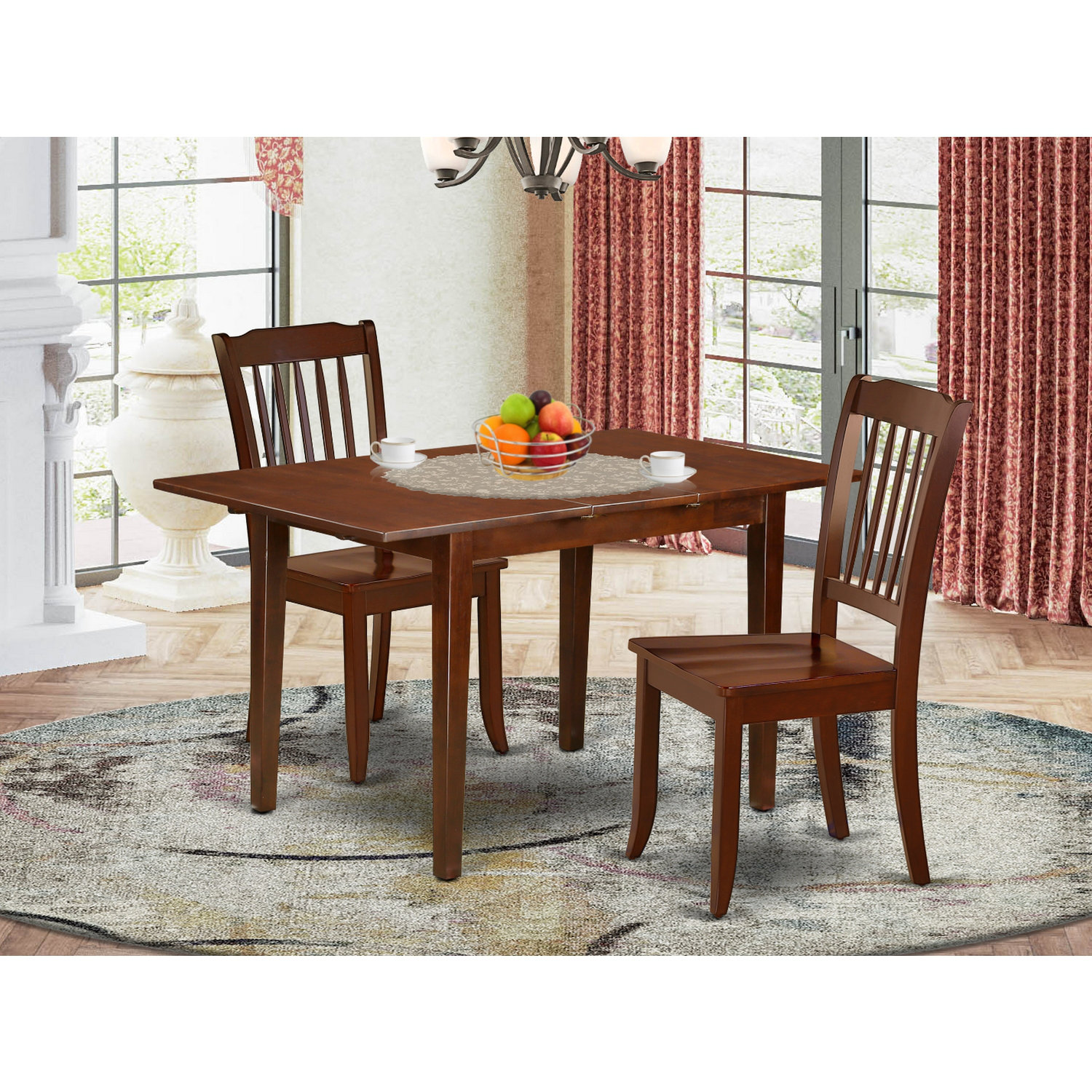 Red Barrel Studio® 3-Piece Mahogany Finish Rectangular Solid Wood Top ...