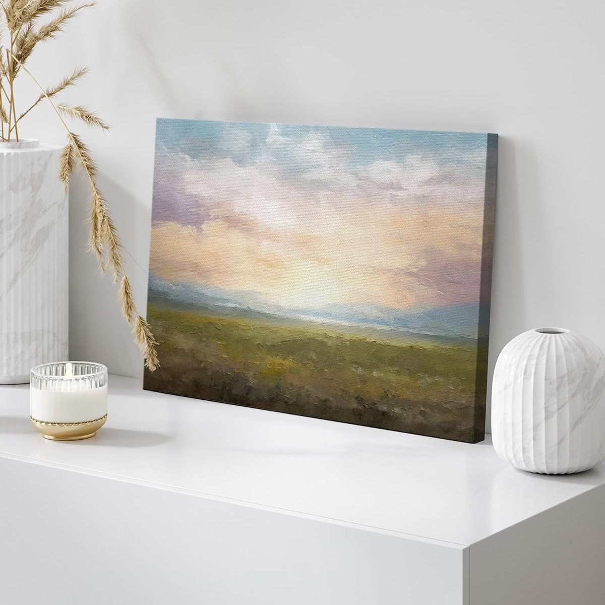 IDEA4WALL Minimal Landscape Sunset Sky Rustic Grass Field Nature ...