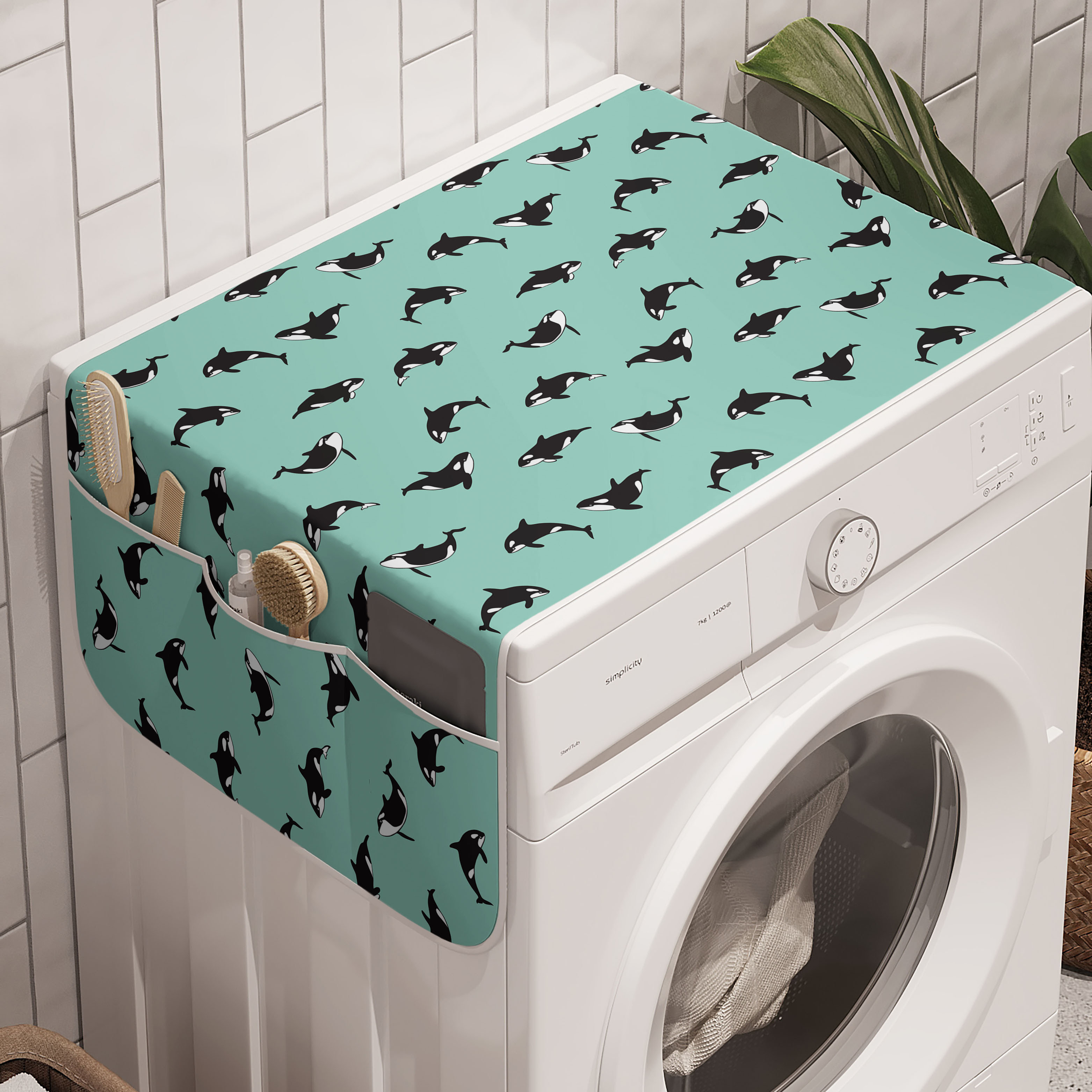 East Urban Home Whales Washing Machine Organizer Pack of 2 47" x 18.5 ...