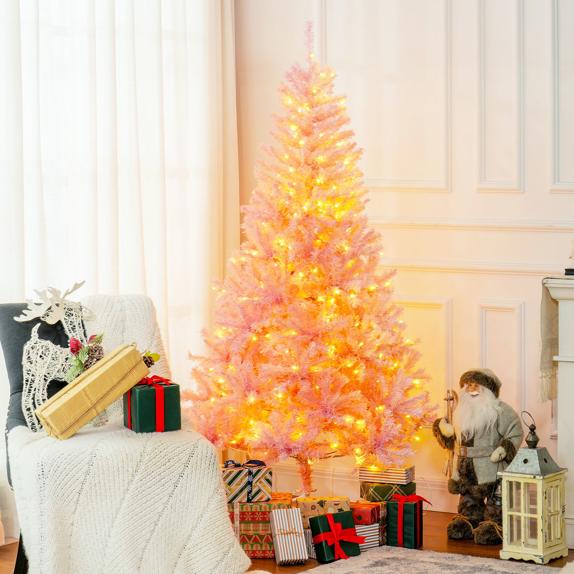 The Holiday Aisle® 6-foot Christmas Tree With 250 Warm White And 1000 ...