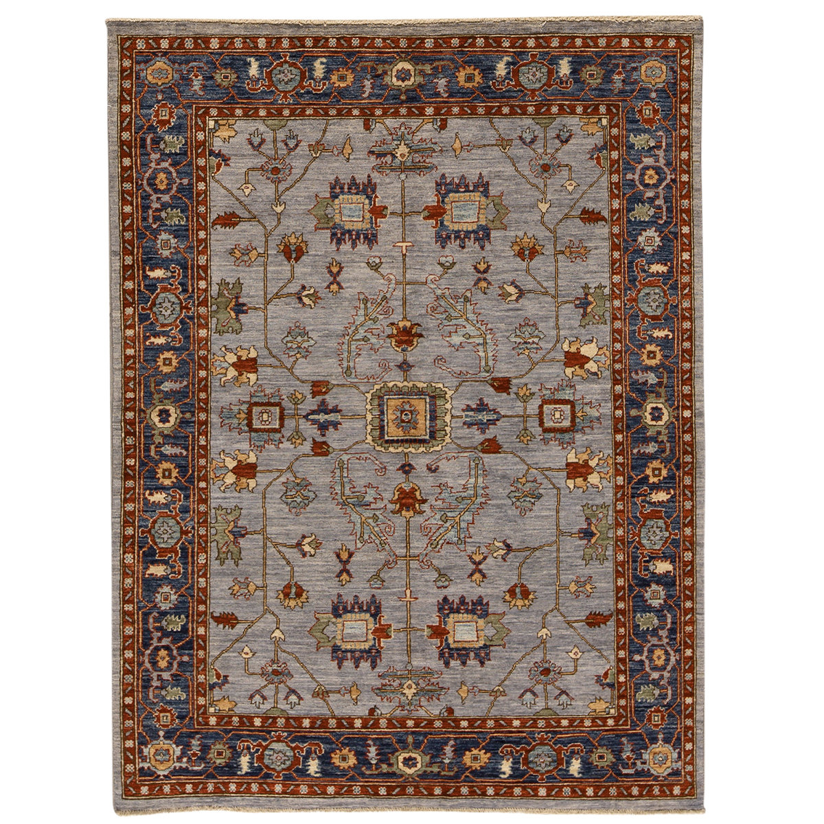 Bokara Rug Co., Inc. High-Quality Hand-Knotted Area Rug in Rust/Gray ...
