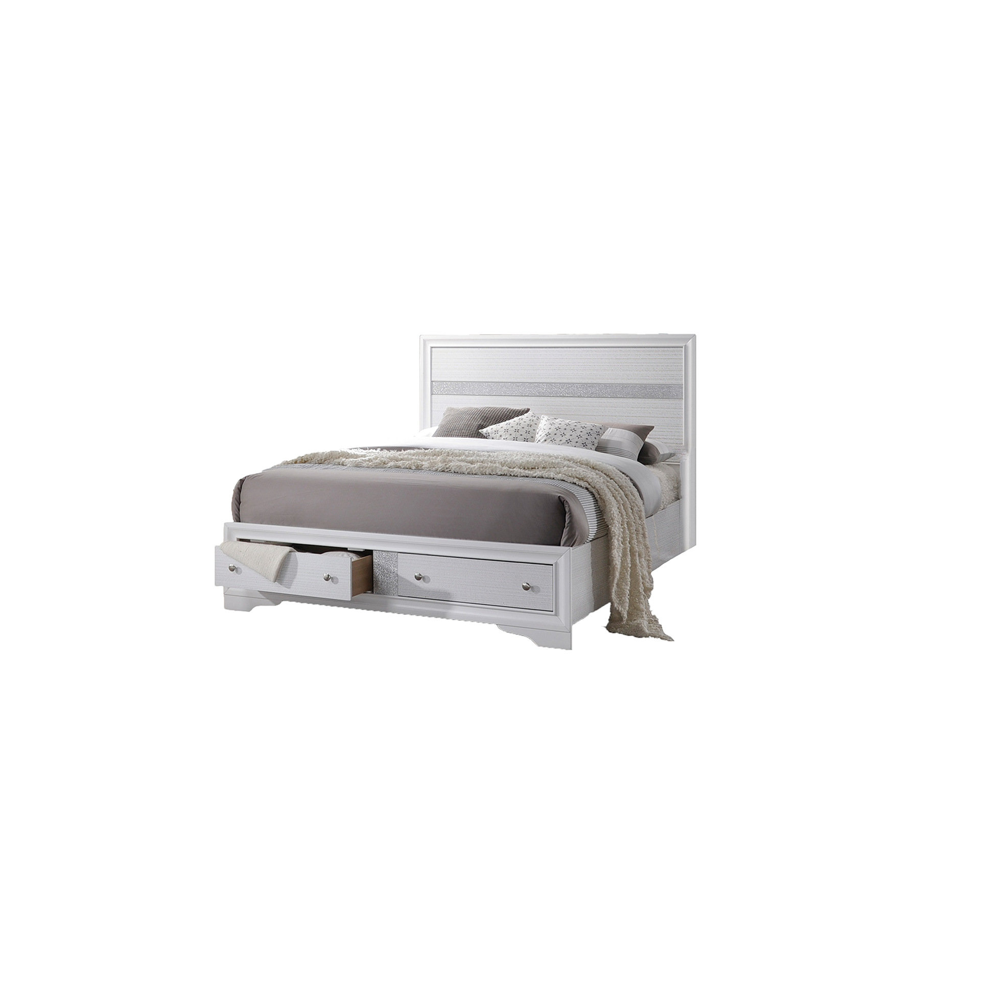 Red Barrel Studio® Traditional Full Size White Wood Bed With Two ...