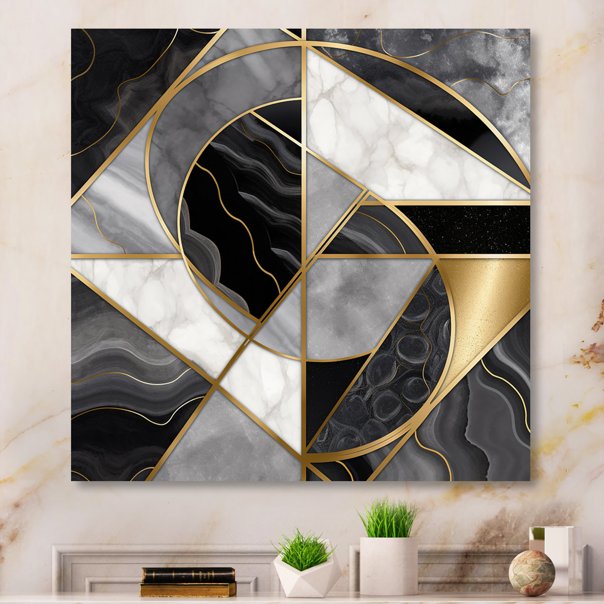 Ivy Bronx Marble Granite Agate With Touches Of Gold XV - Abstract ...