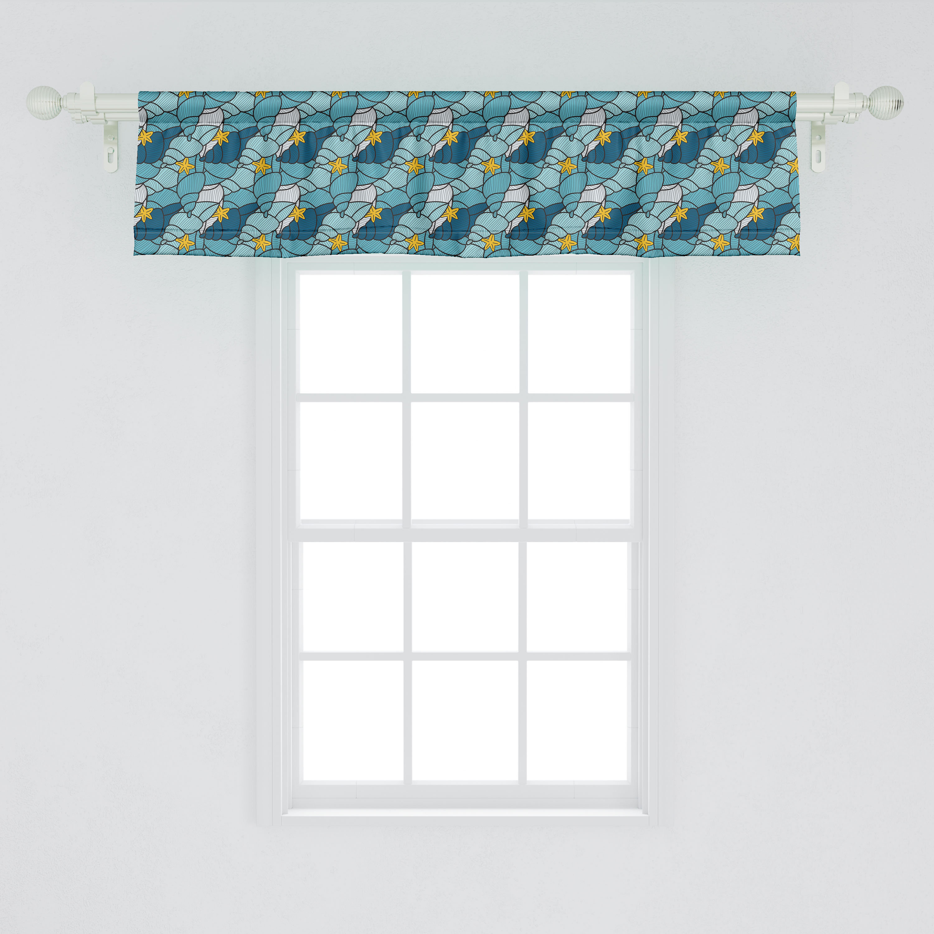 Ambesonne Nautical Valance Pack of 2 Starfish and Shells 54" Sea Blue ...